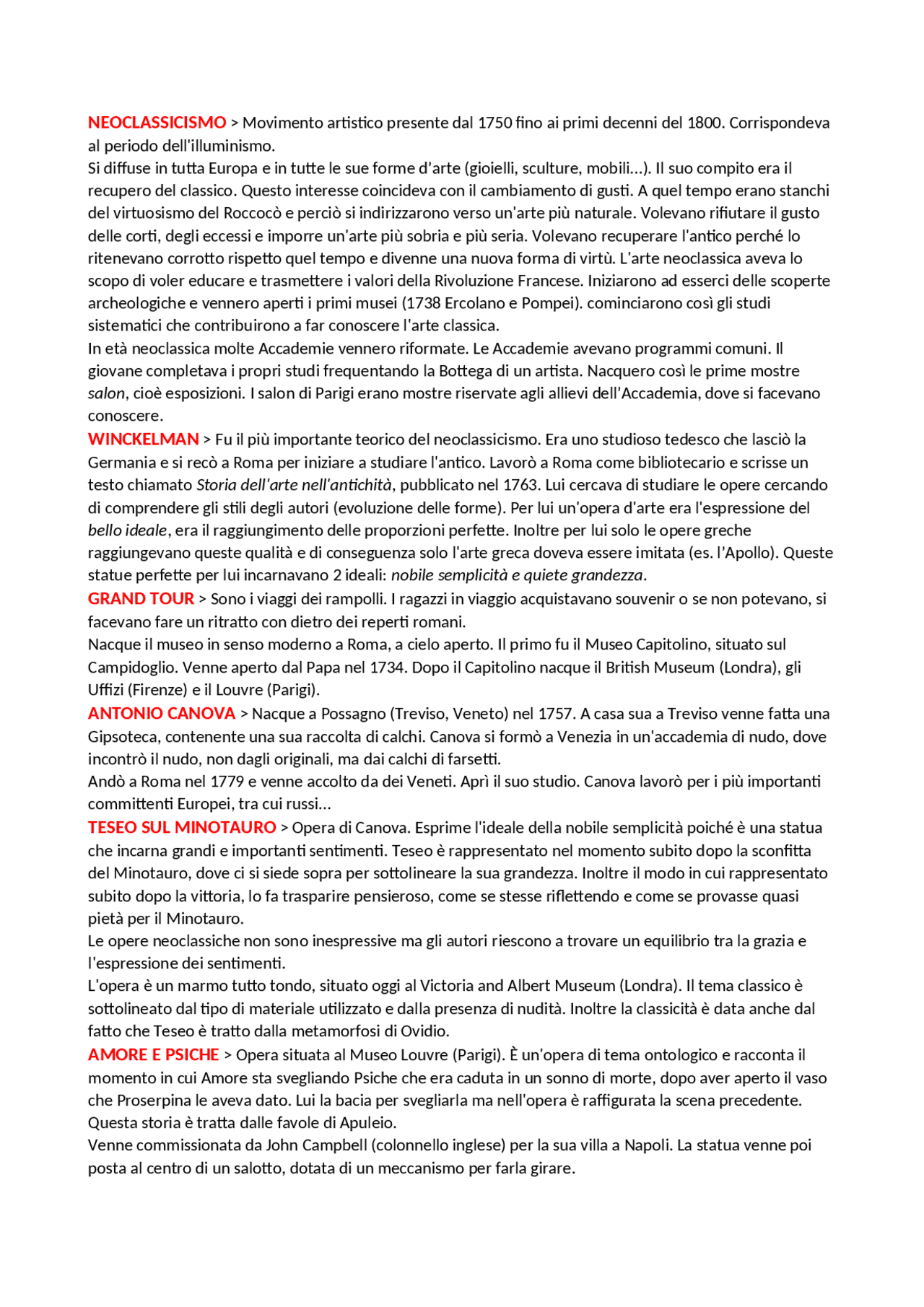 Neoclassicismo e Romanticismo | Appunti di Elementi di storia dell'arte ...