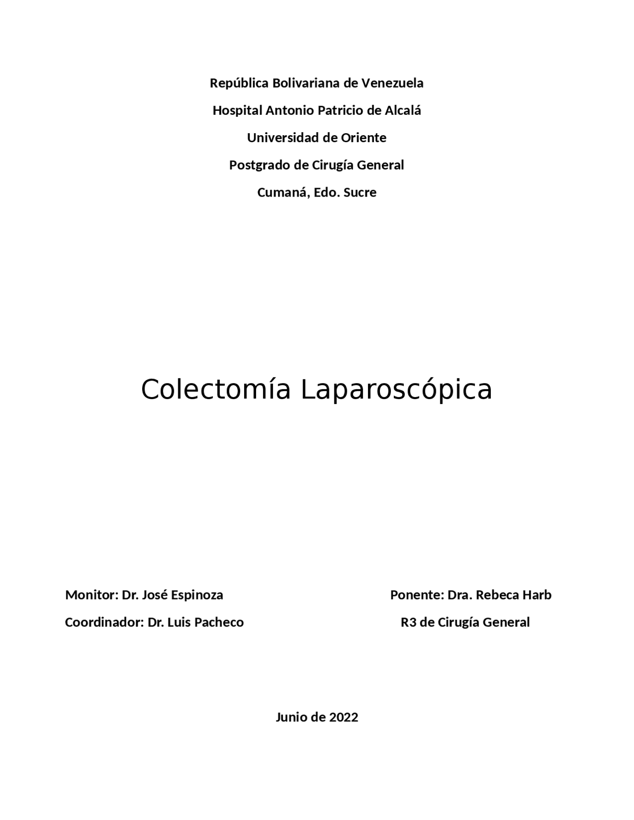 Colectomia Laparoscopica | Diapositivas de Cirugía General | Docsity