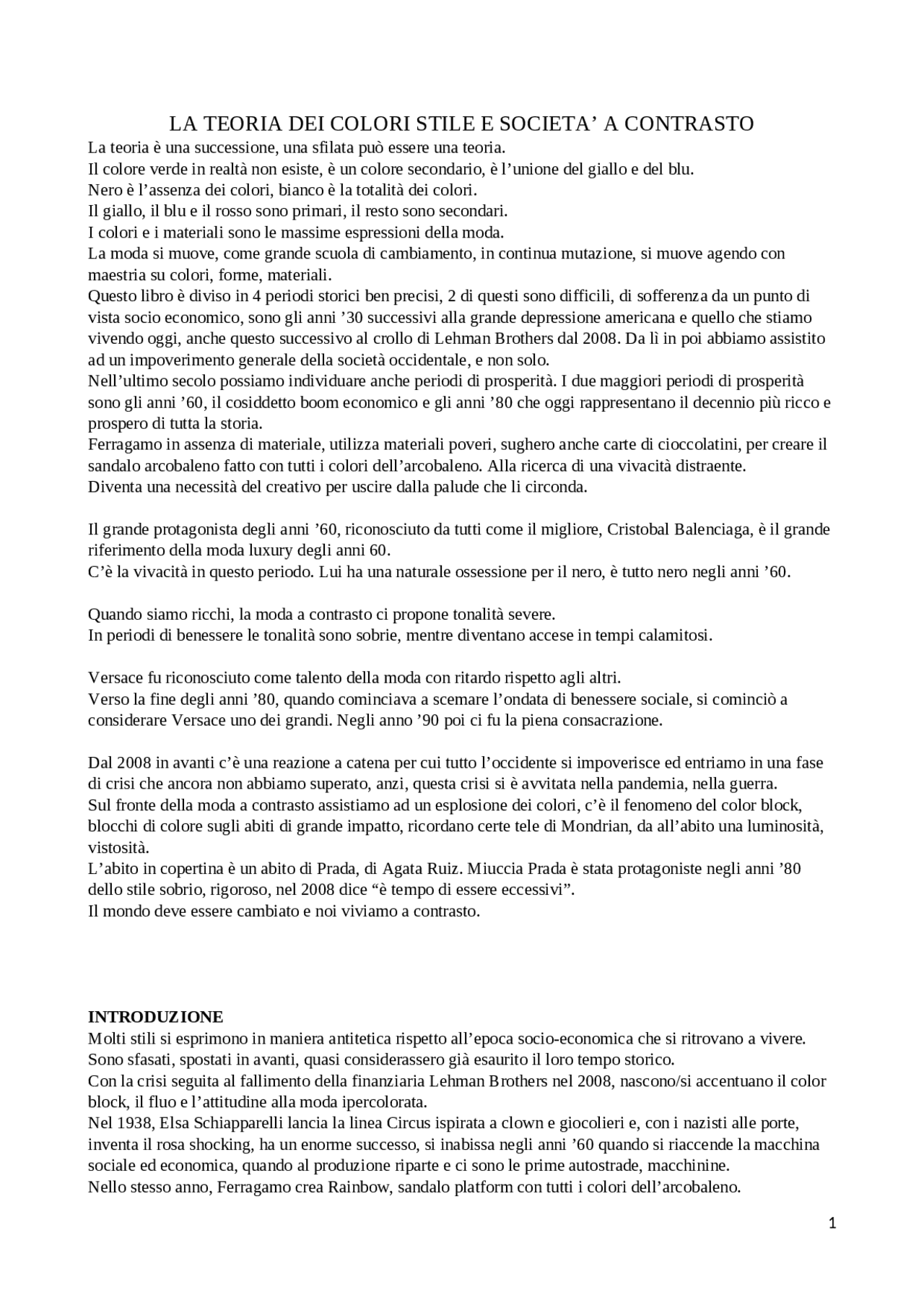 Riassunto La Teoria Dei Colori Dispense Di Costume E Moda Docsity