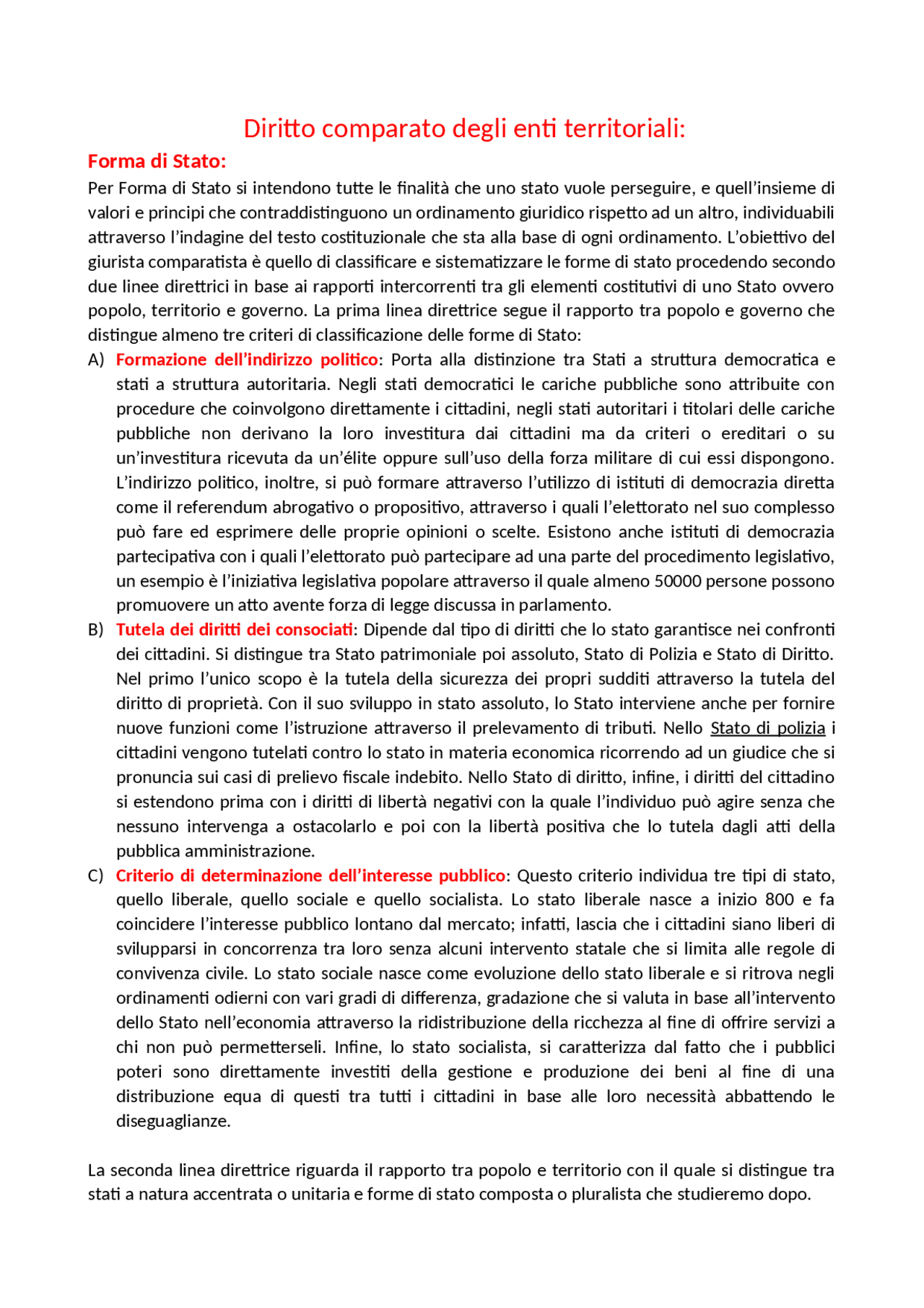 Appunti Marchetti Casella Diritto Comparato Degli Enti Territoriali