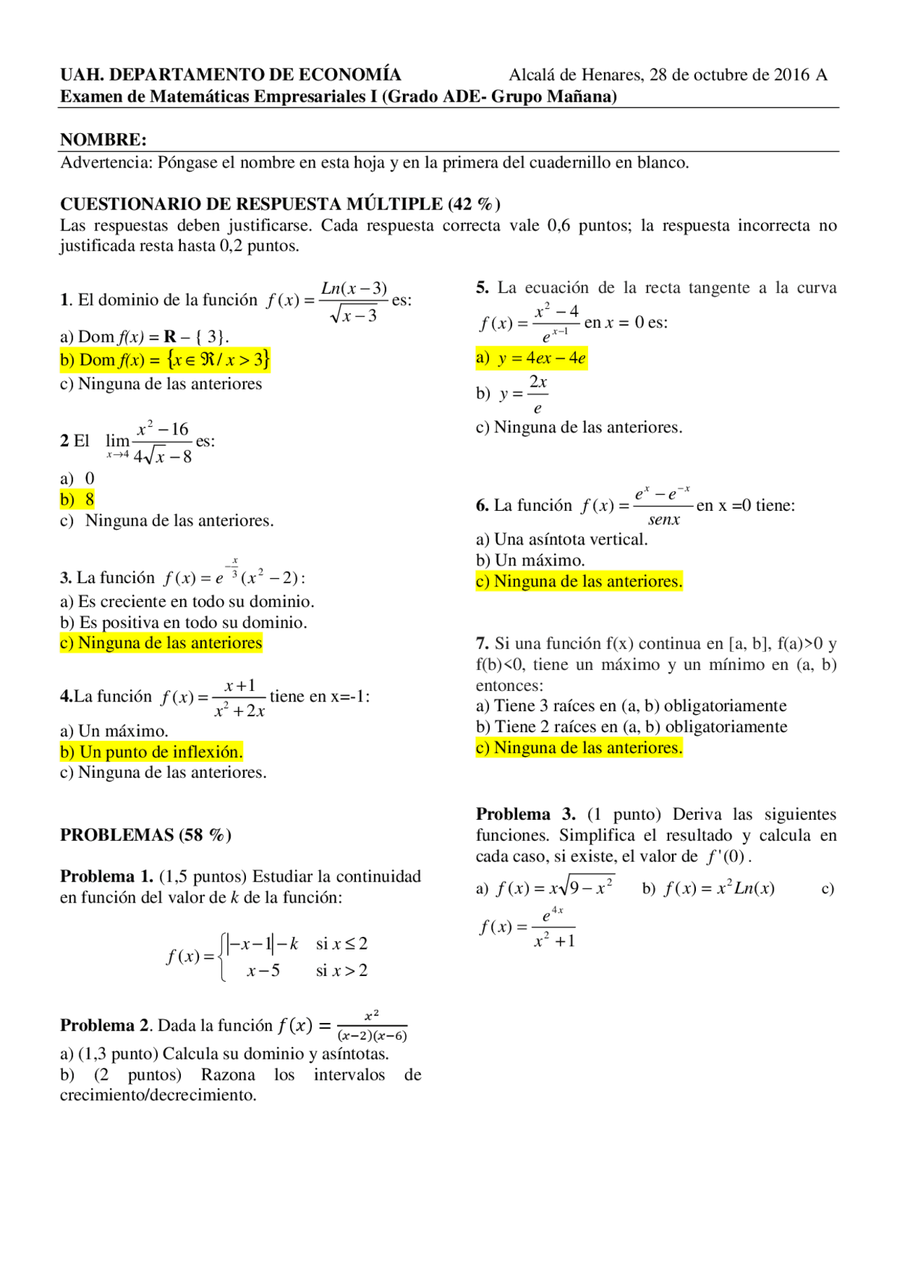 Exámenes De Análisis Exámenes De Análisis Económico Docsity