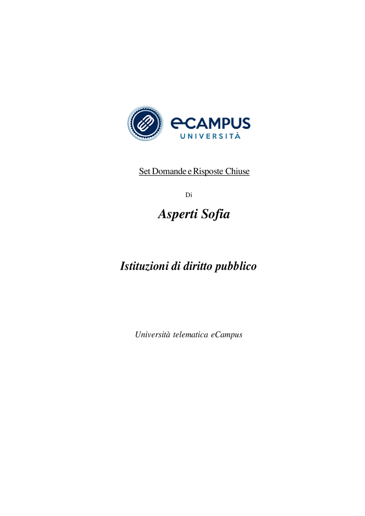 Risposte alle domande chiuse del paniere di istituzioni diritto pubblico | Panieri di ...