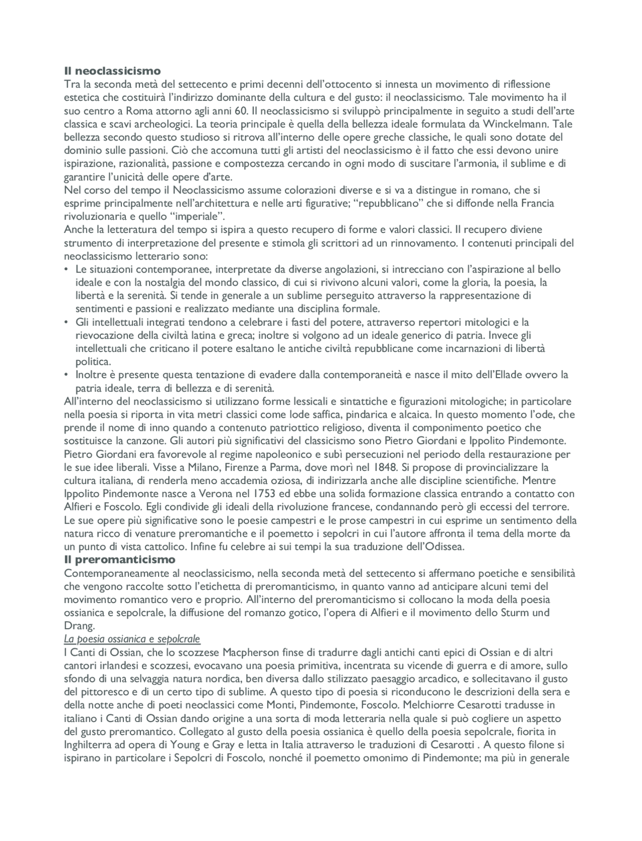 Ugo Foscolo E Neoclassicismo Schemi E Mappe Concettuali Di Italiano
