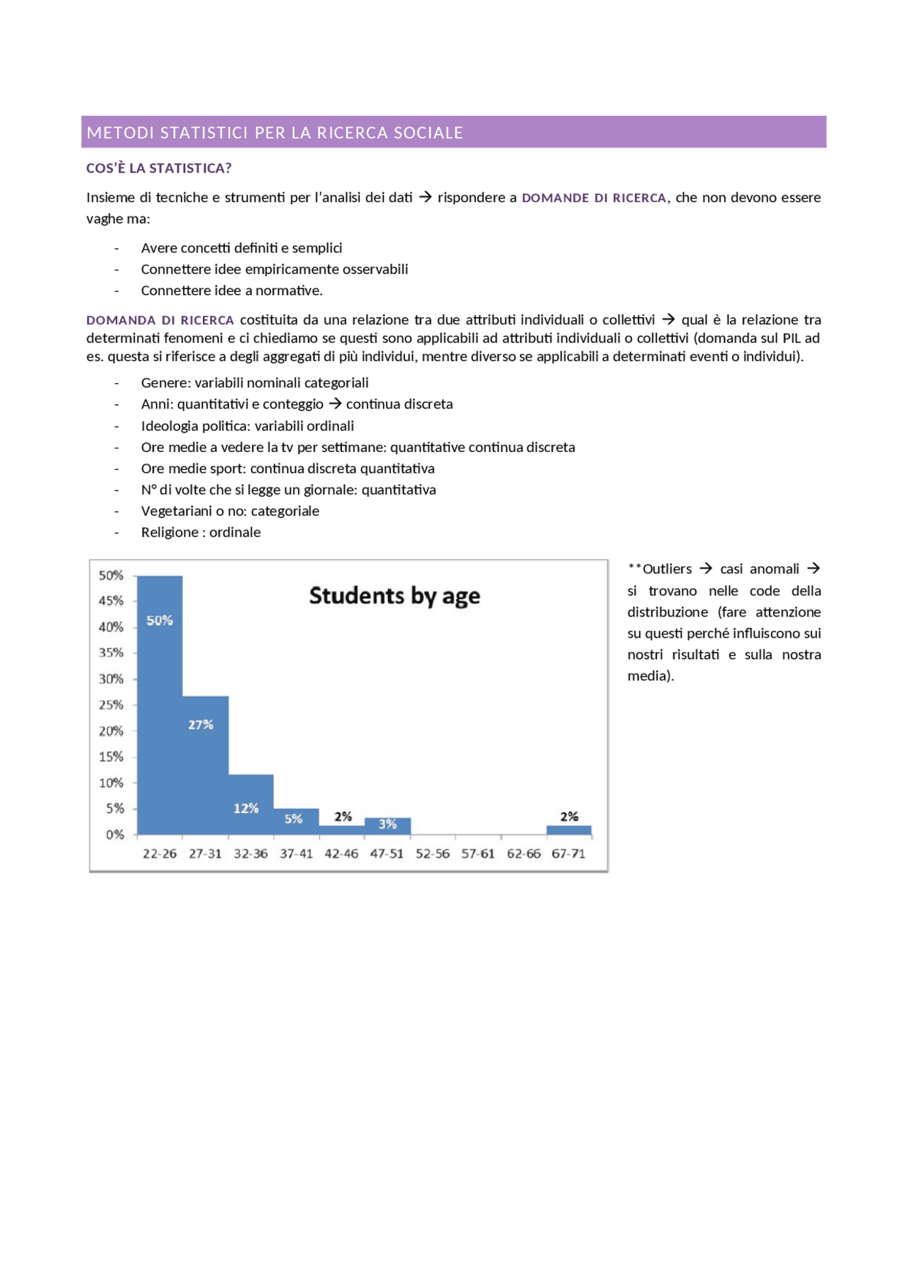 Appunti Sintetici Statistica Schemi E Mappe Concettuali Di Statistica