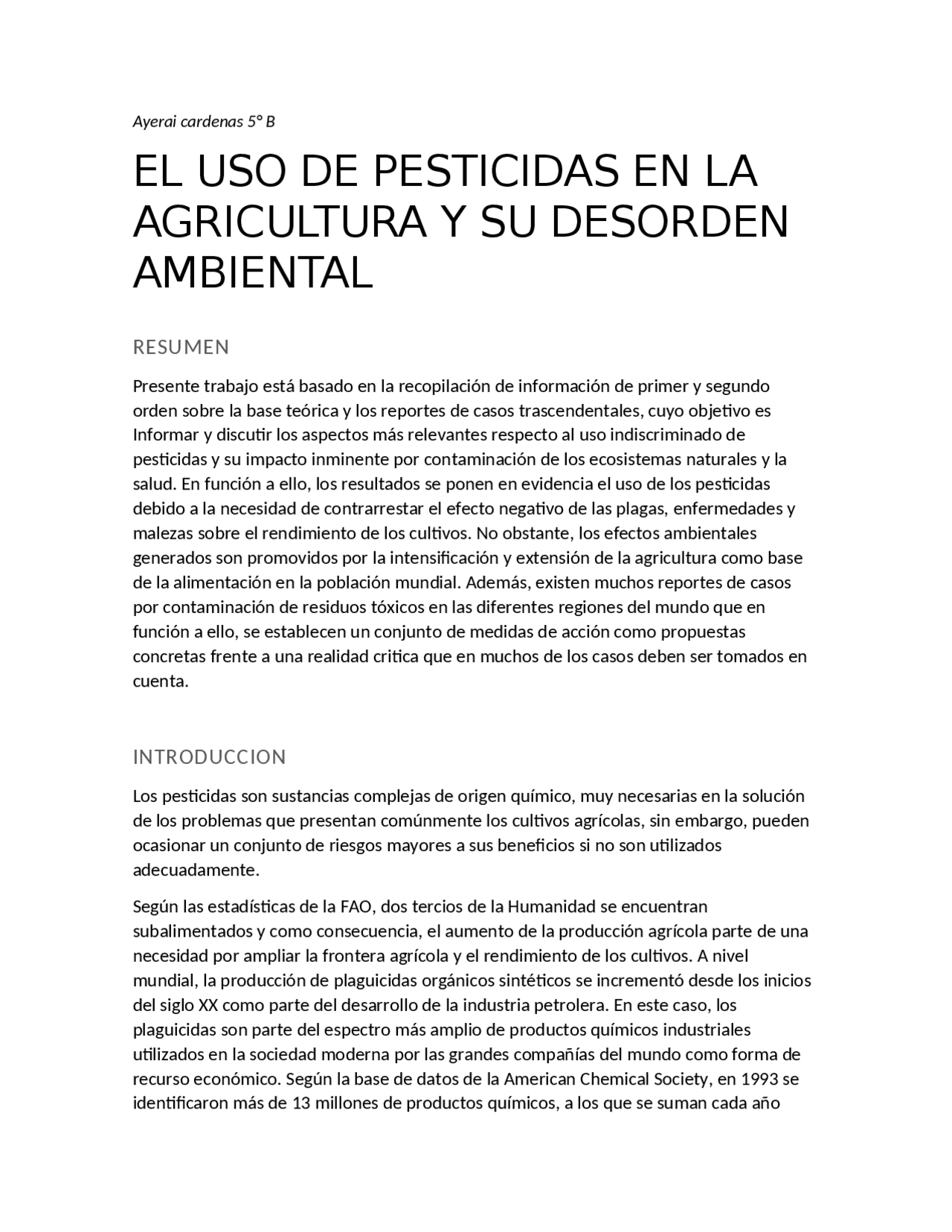 Quimica Y Ambiente Pesticidas Monografías Ensayos De Química Docsity