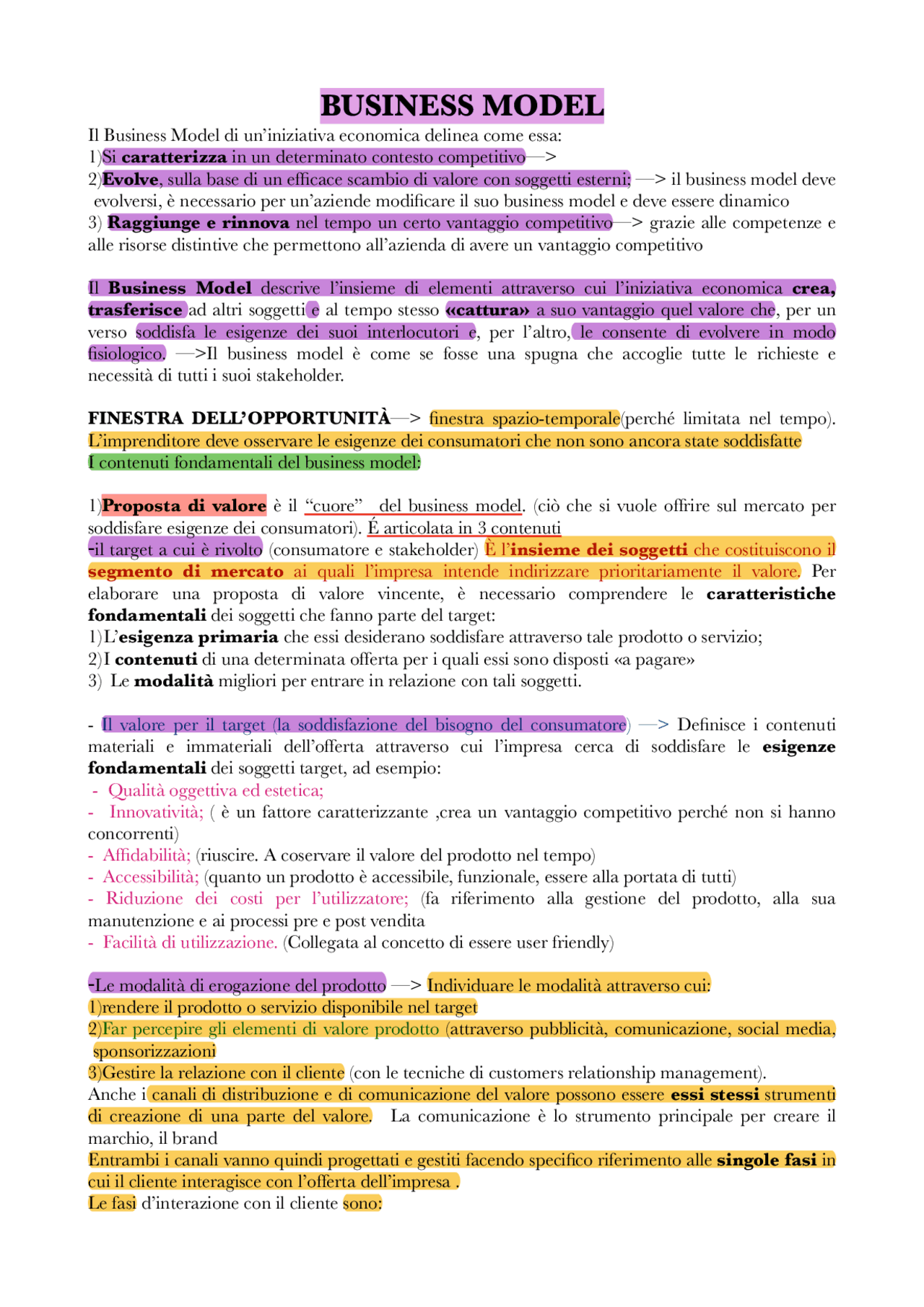Il Business Model. | Sintesi del corso di Economia e Gestione Delle ...