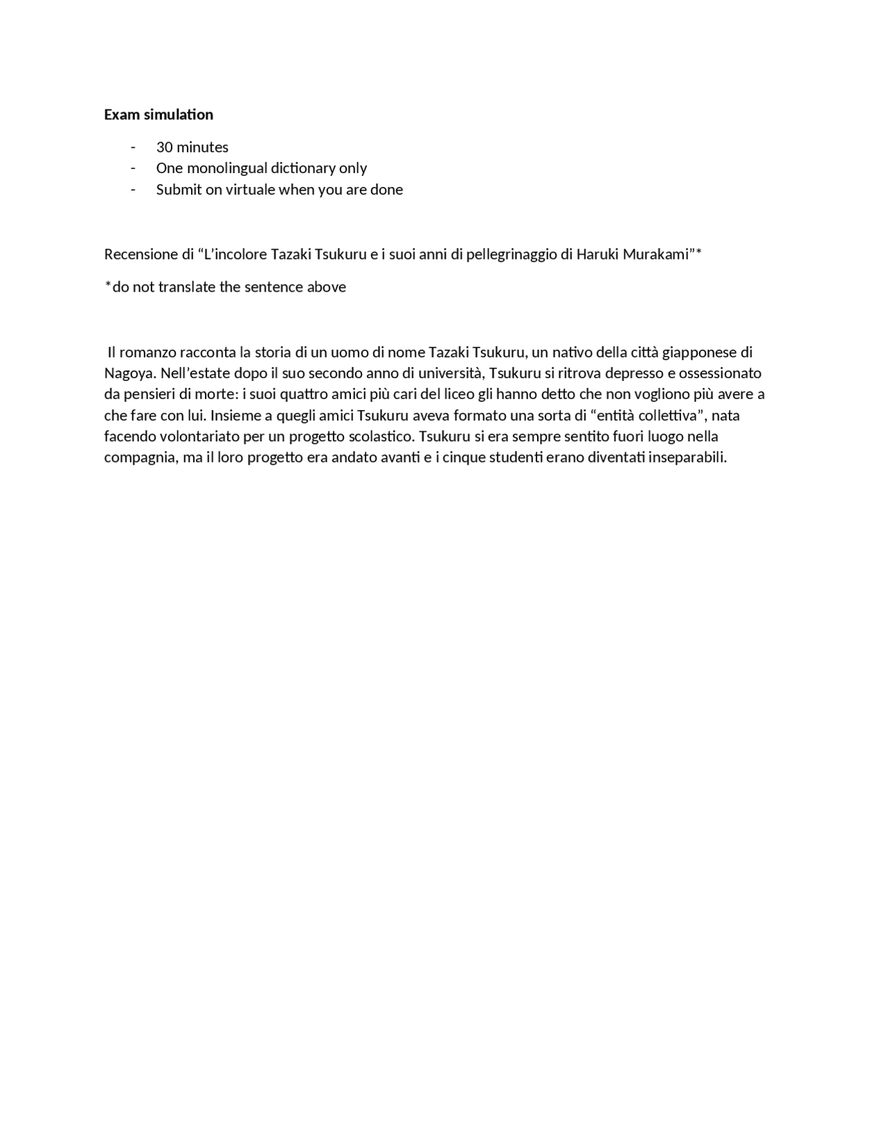 Lingua Inglese Documento Esempio Dellesame Prove Desame Di Lingua