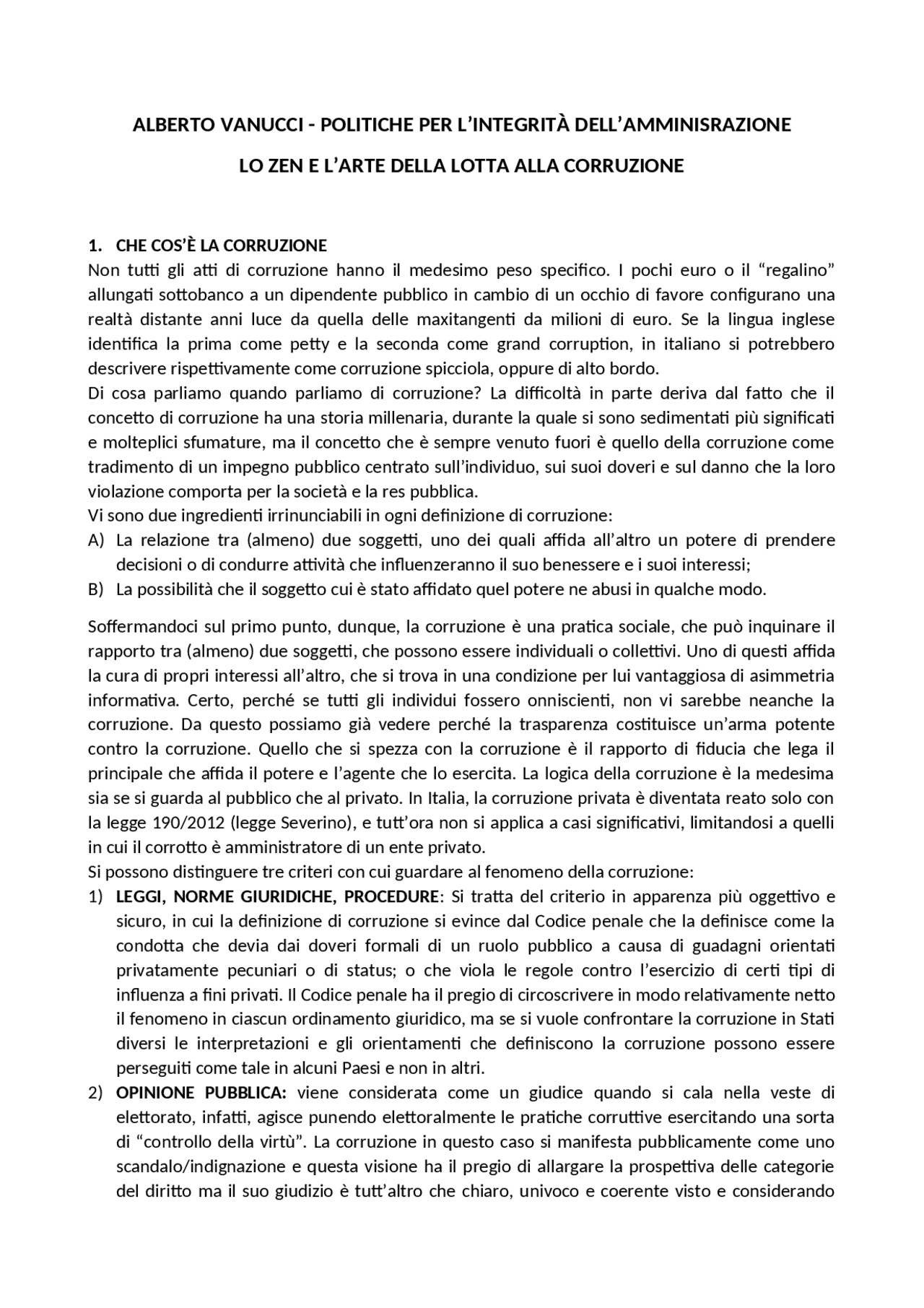 Appunti Alberto Vannucci - Lo Zen e l'arte della lotta alla corruzione ...