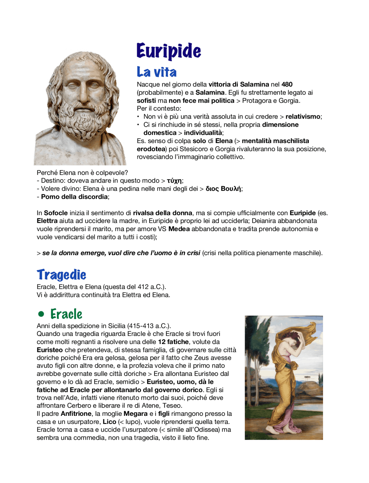 Euripide Vita E Opere Appunti Di Greco Docsity