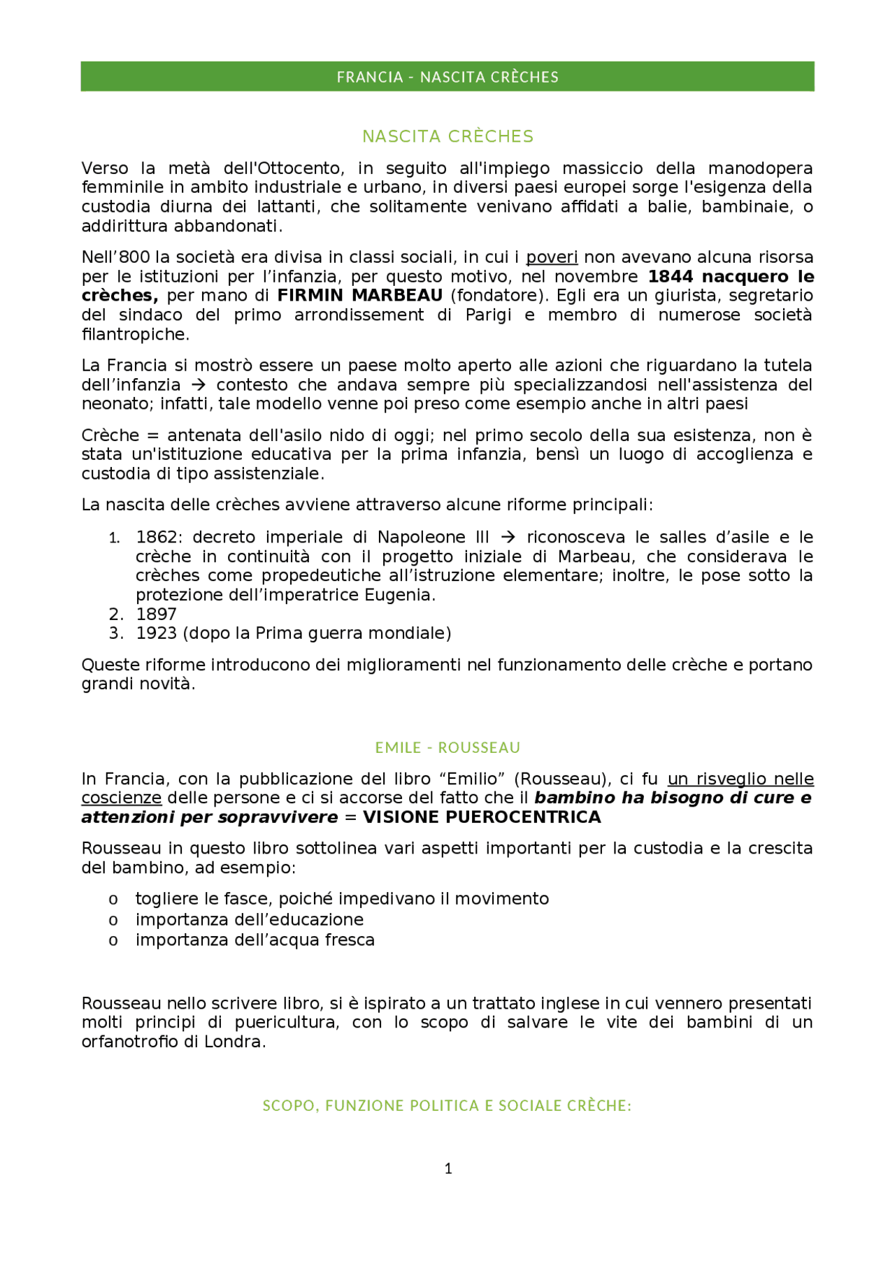 Crèches Appunti Libro Appunti Di Scienze Delleducazione Docsity
