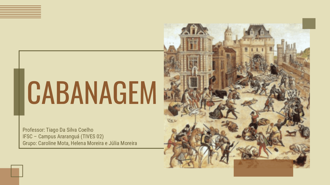 Slides Cabanagem - Movimento Cabano, História | Slides História | Docsity