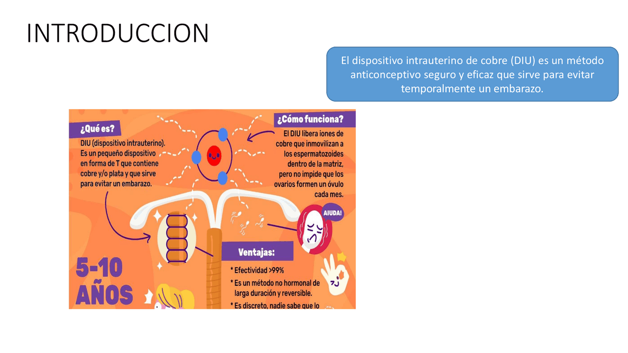 TIPOS DE DIU DISPOSITIVOINTRA UTERINO | Diapositivas de Medicina | Docsity