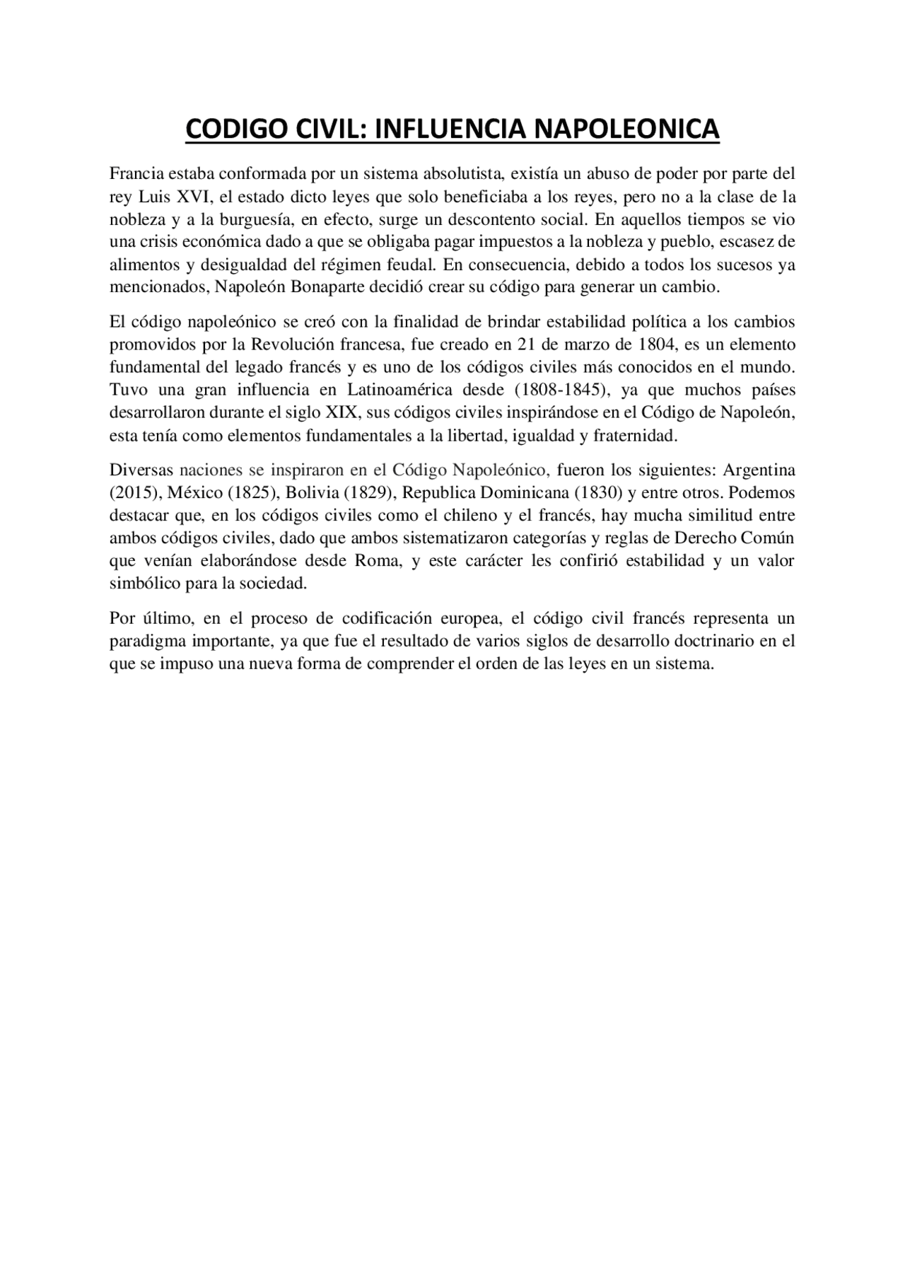 Código Civil Napoléonico: Legado de la Influencia Francesa | Resúmenes ...
