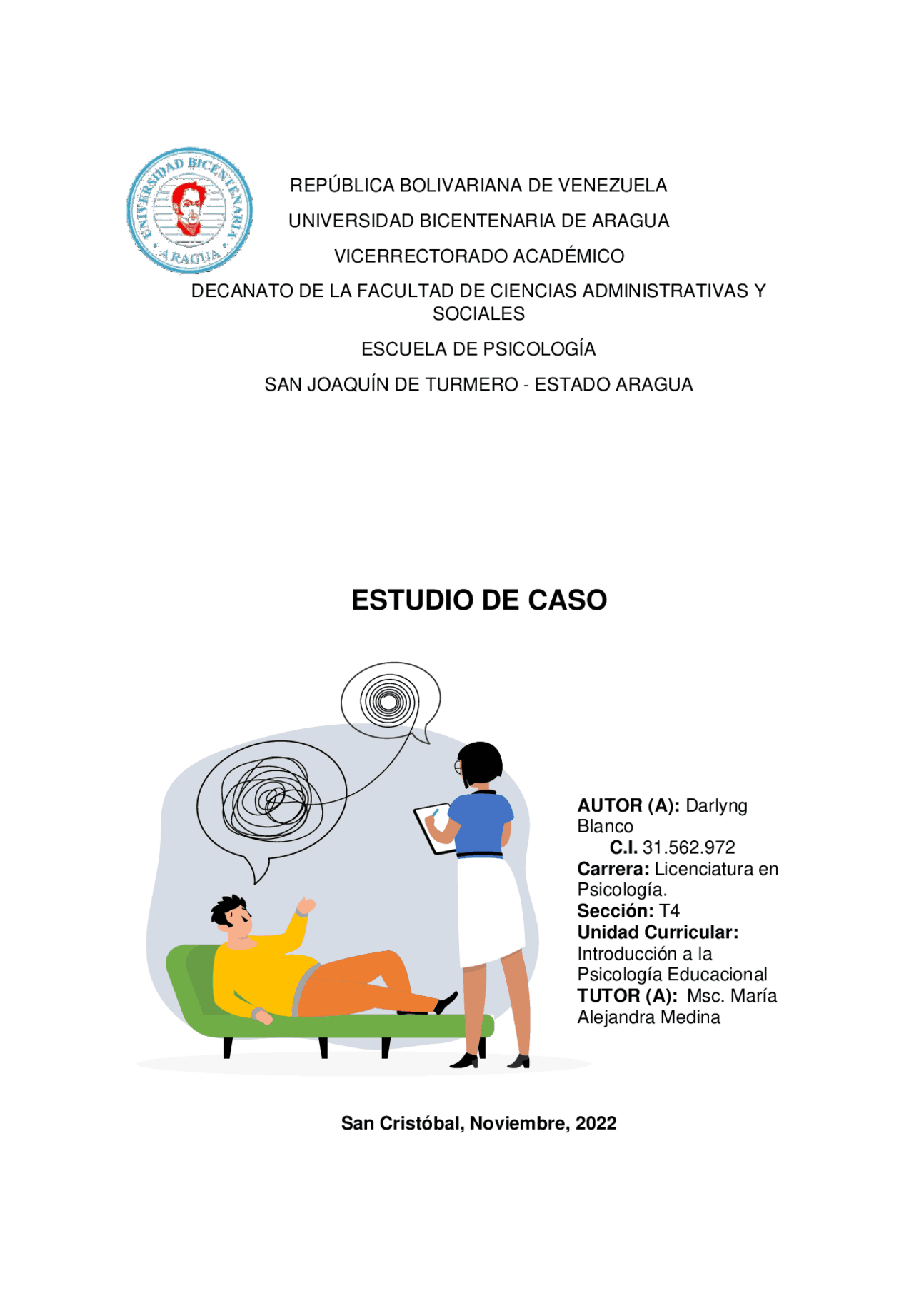 Estudio de caso de psicología | Guías, Proyectos, Investigaciones de Psicología | Docsity