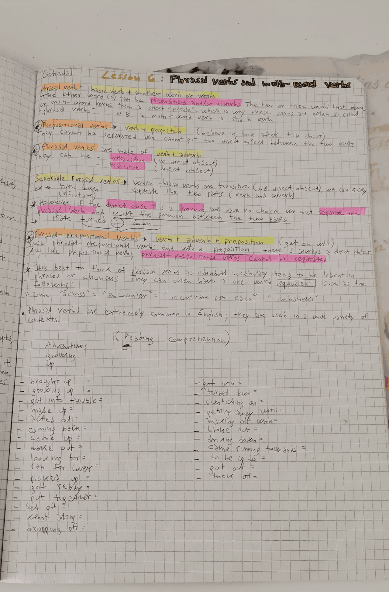 Phrasal verbs and multi-word verbs | Appunti di Lingua Inglese | Docsity