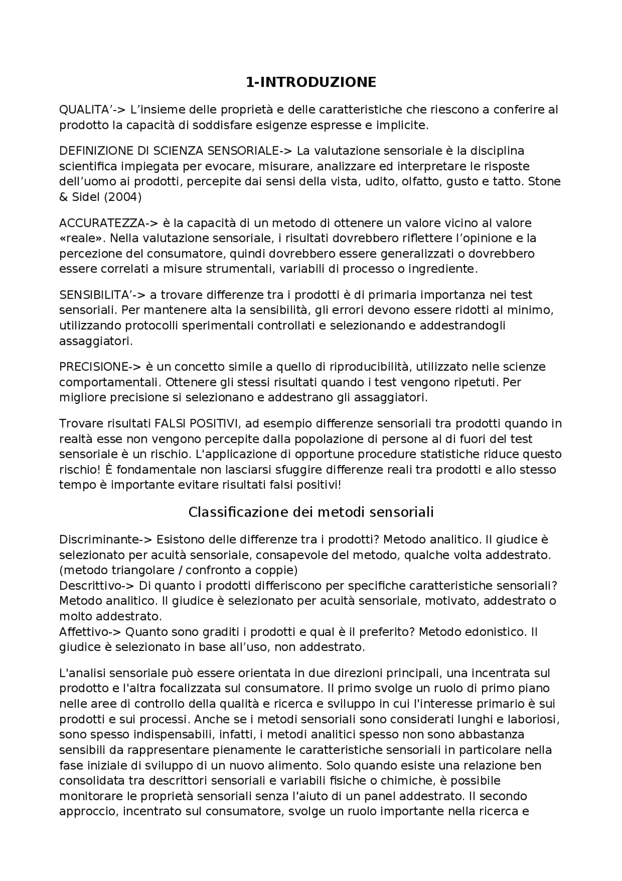 Analisi Sensoriale Appunti Appunti Di Analisi Di Mercato Docsity