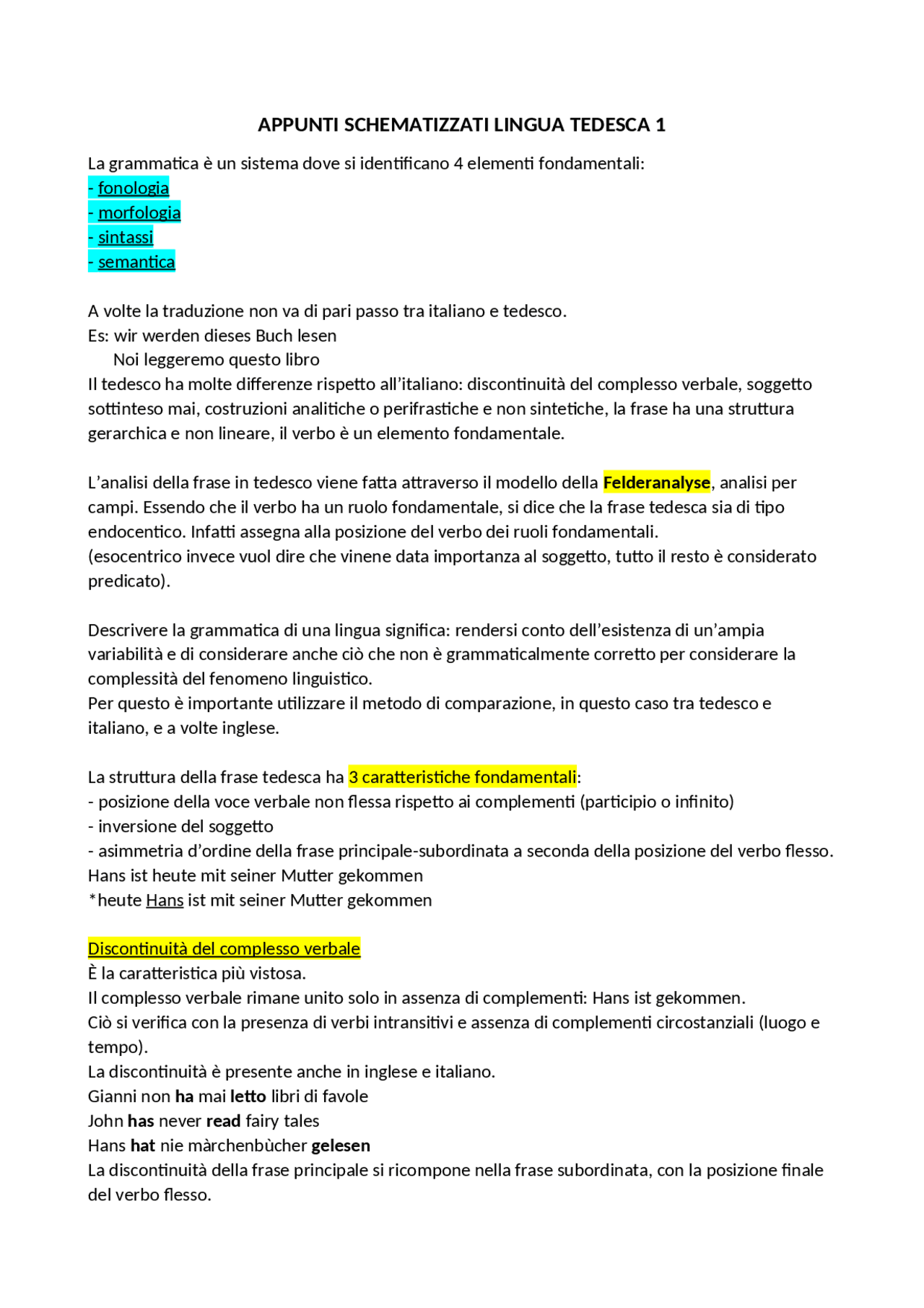 Appunti Lingua Tedesca 1 Schemi E Mappe Concettuali Di Lingua Tedesca