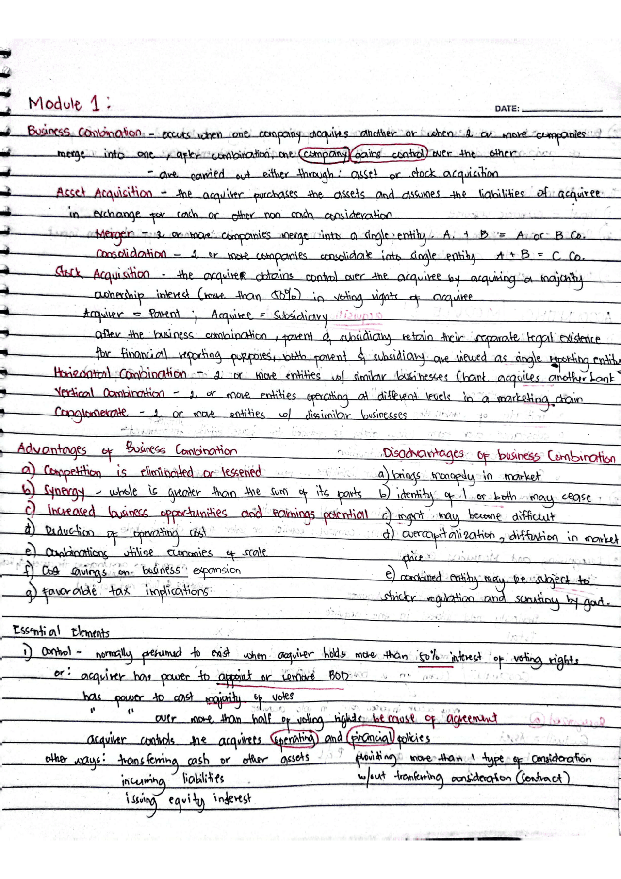 Accounting For Business Combinations Lecture Notes Engineering Docsity
