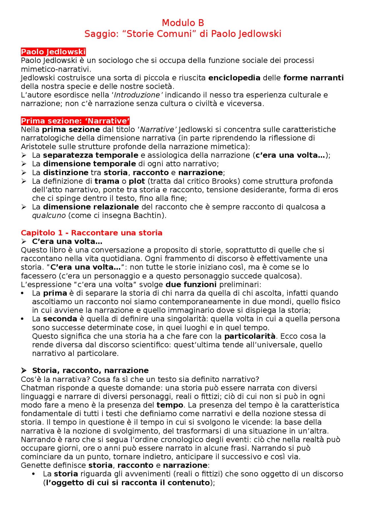 Modulo B Saggio Storie Comuni La Narrazione Nella Vita Quotidiana