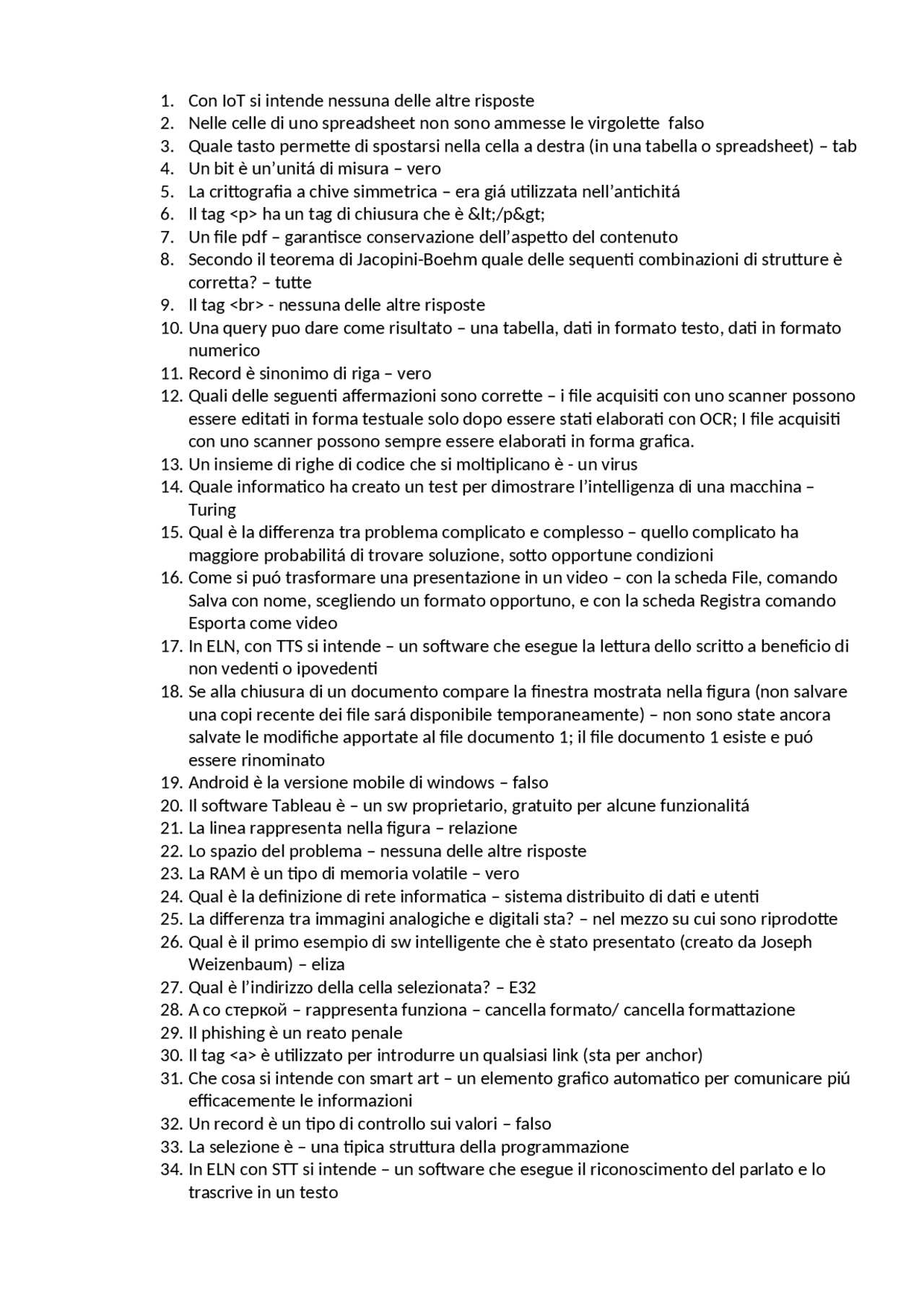 Informatica Test Scritto Prove Desame Di Fondamenti Di Informatica
