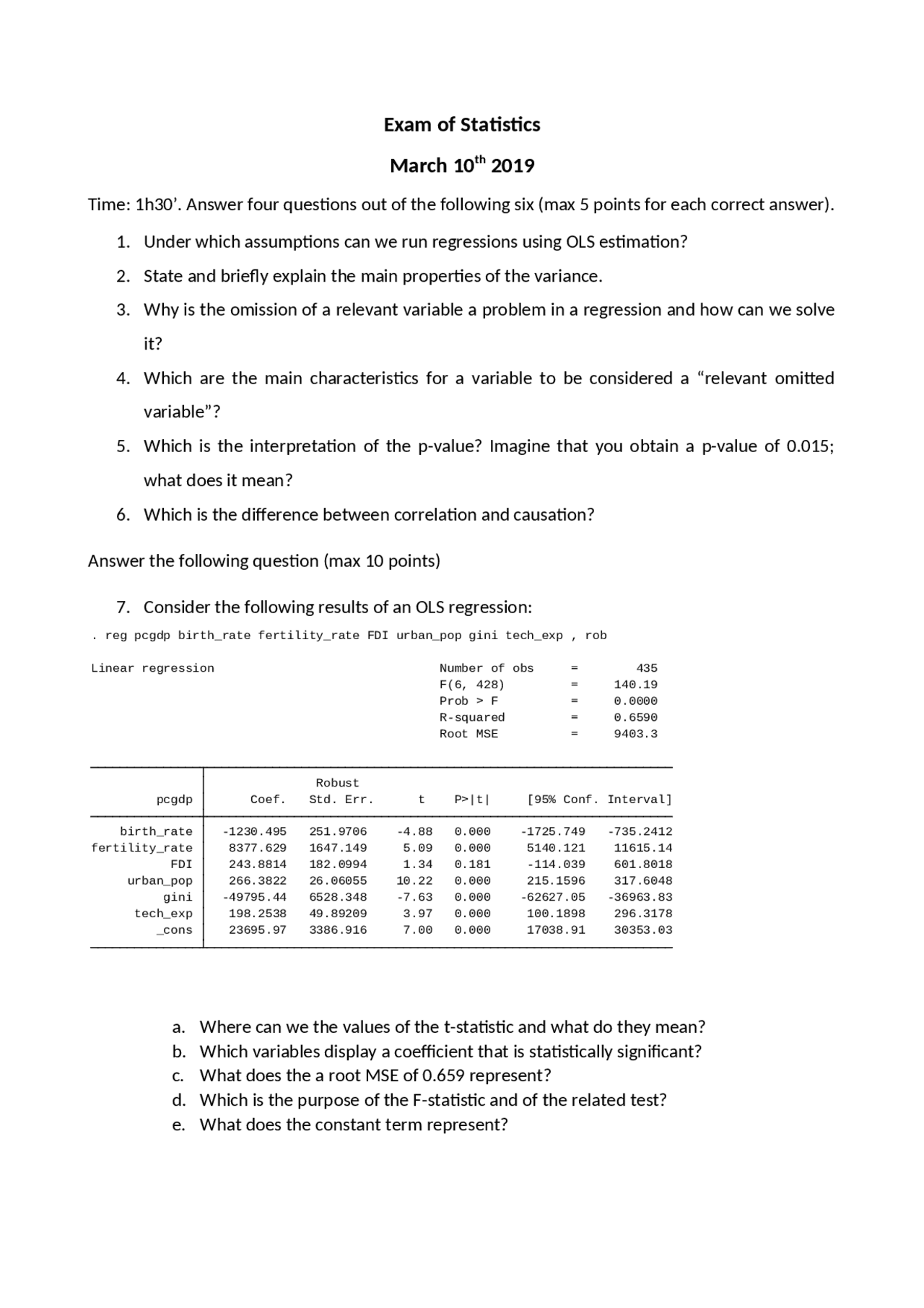 Statistica Statistics Prove Desame Di Statistica Docsity