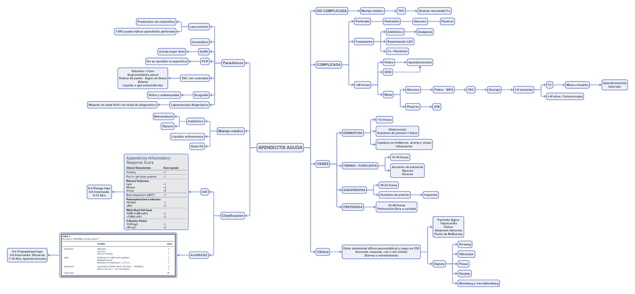 Mapa Apendicitis aguda | Esquemas y mapas conceptuales de Cirugía General | Docsity