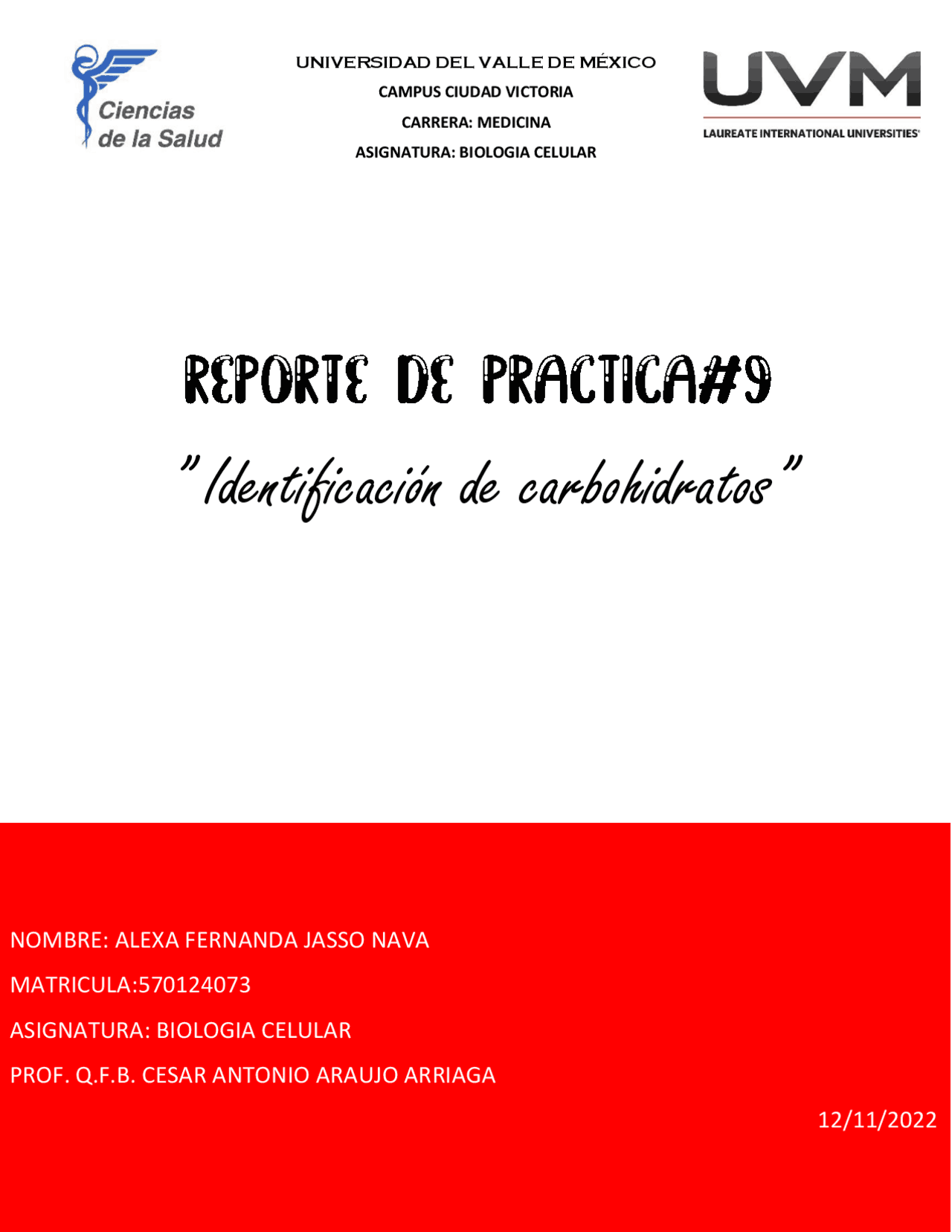 Reporte 9 Biologia Celular Uvm Apuntes De Biología Celular Docsity