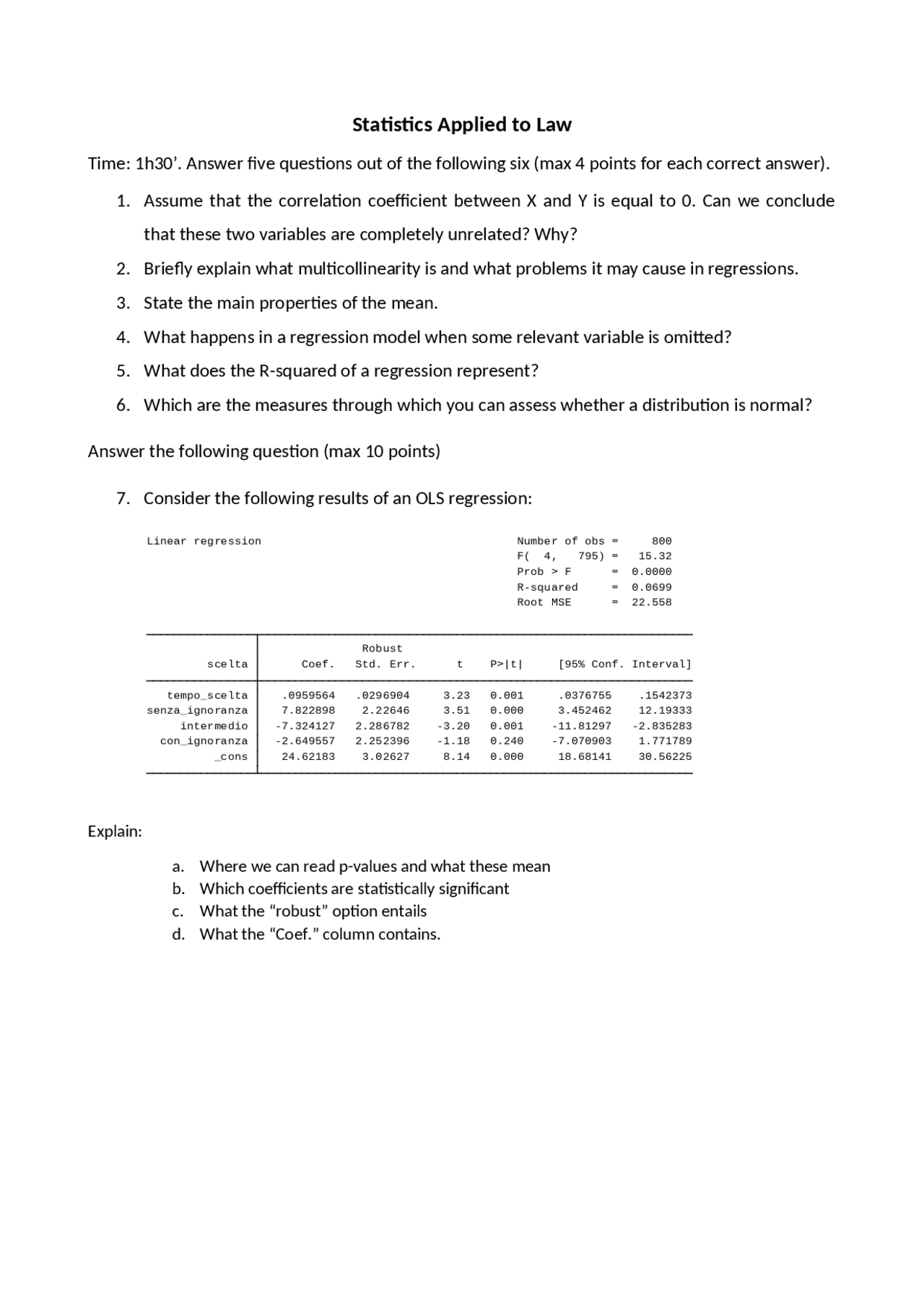 Statistica Statistics Prove Desame Di Statica Docsity