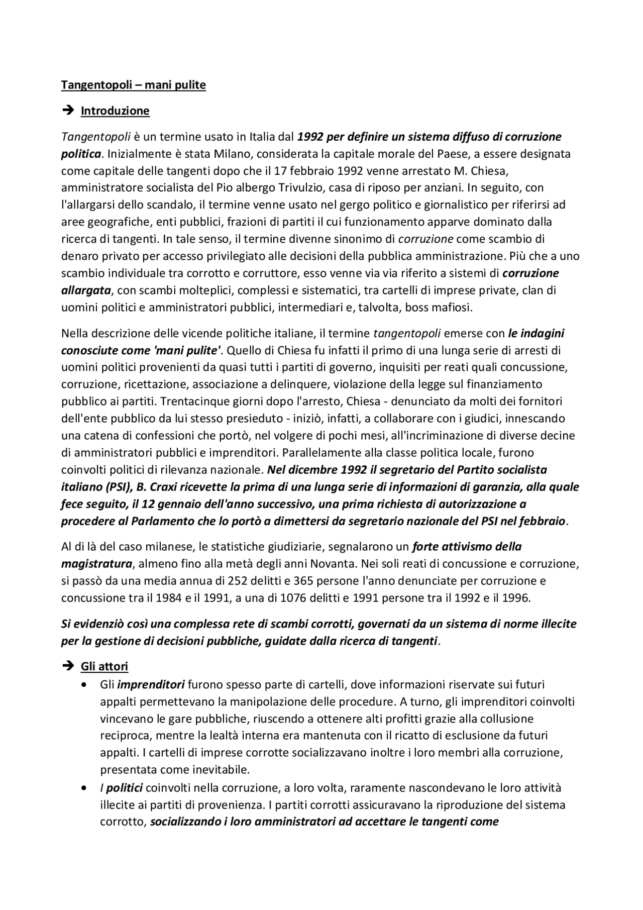 Tangentopoli e mani pulite | Schemi e mappe concettuali di Storia ...