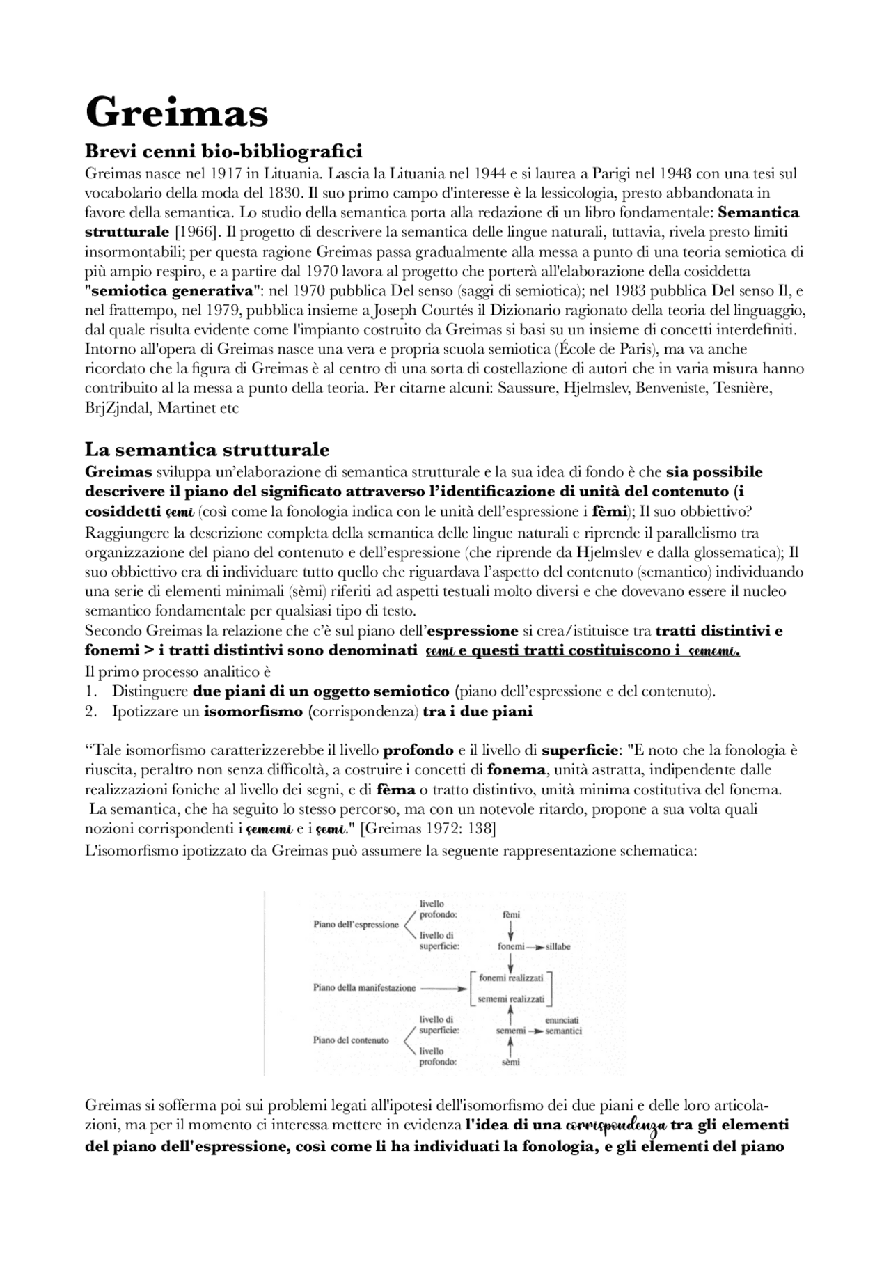 Greimas: semantica strutturale | Dispense di Semiotica | Docsity