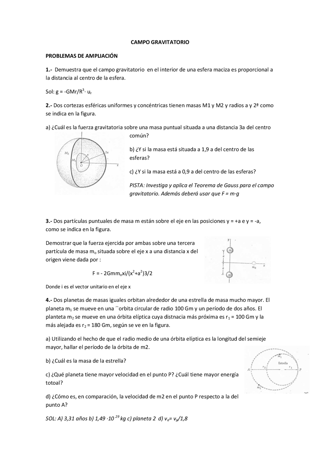 Ejercicios Campo Gravitatorio Ejercicios De Física Docsity