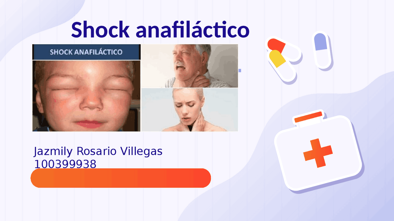 Anafilaxia y shock anafiláctico | Diapositivas de Anestesiología | Docsity