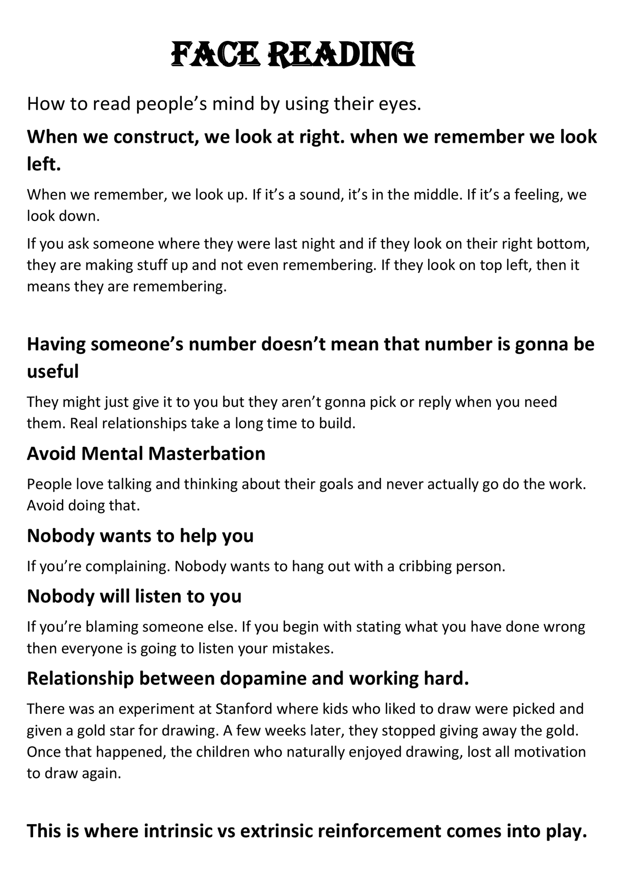 Mind Blowing course in psychology --- *Face Reading* | Summaries ...