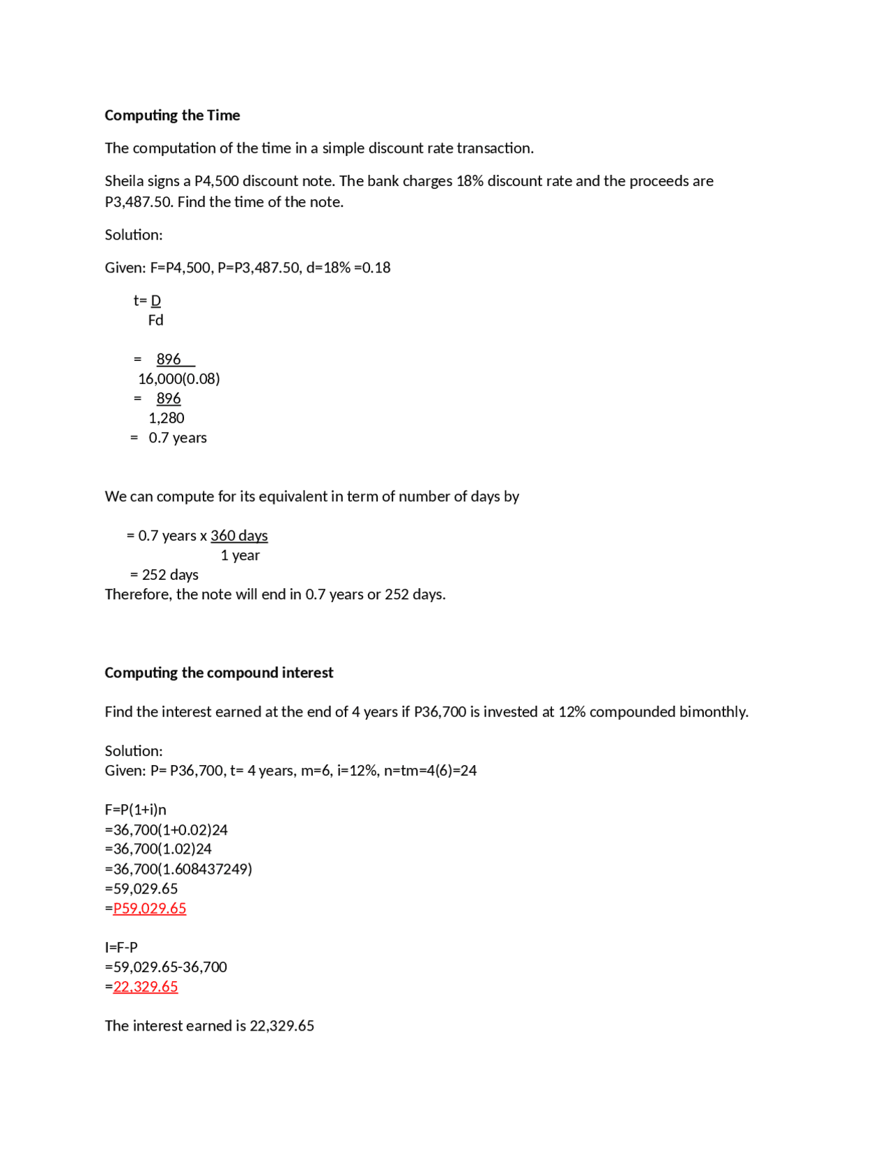 Computing maturity value | Exercises Lease Finance and Investment ...