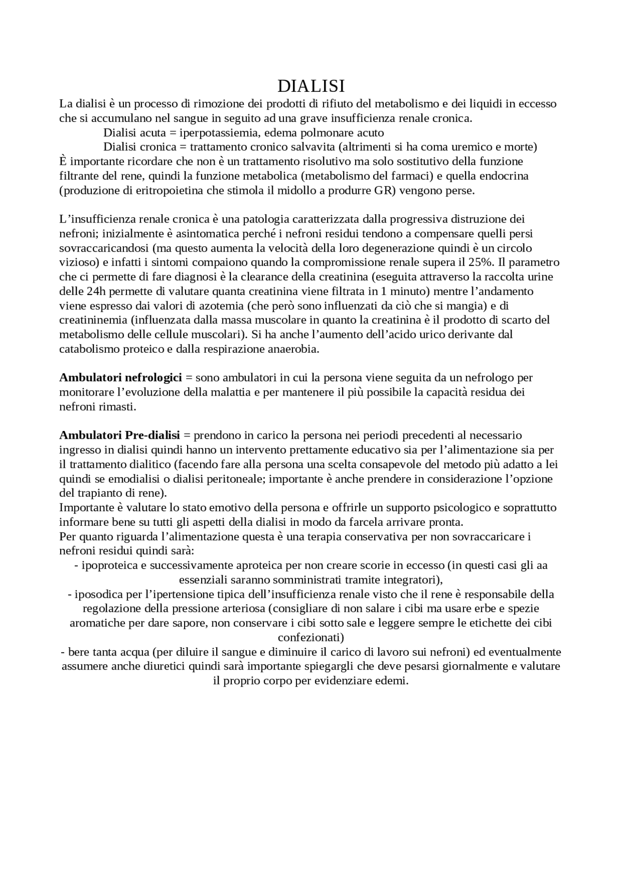 Dialisi Appunti Schemi E Mappe Concettuali Di