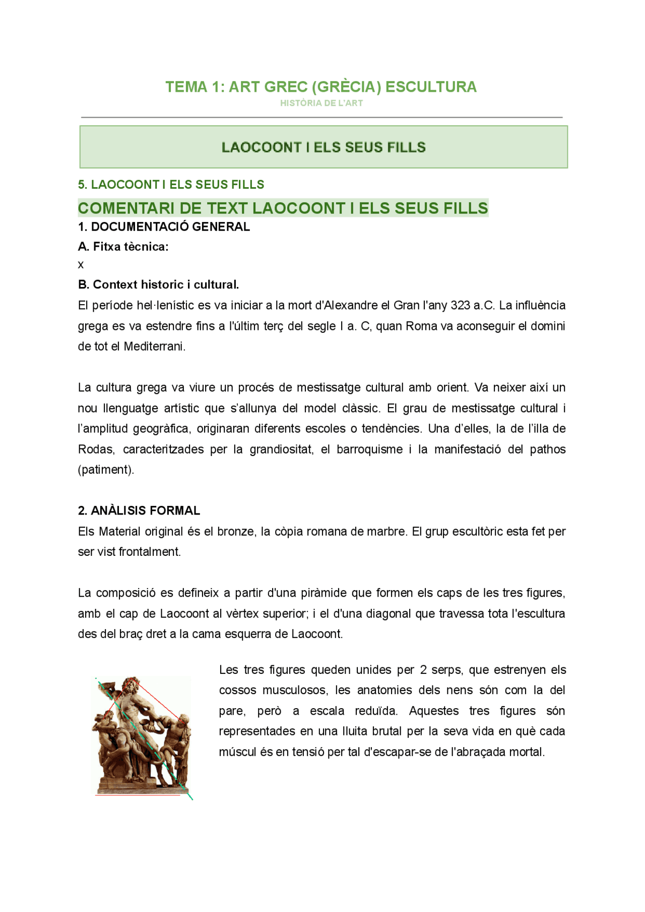 LAOCOONT I ELS SEUS FILLS FITXA TÈCNICA | Apuntes de Historia del Arte ...