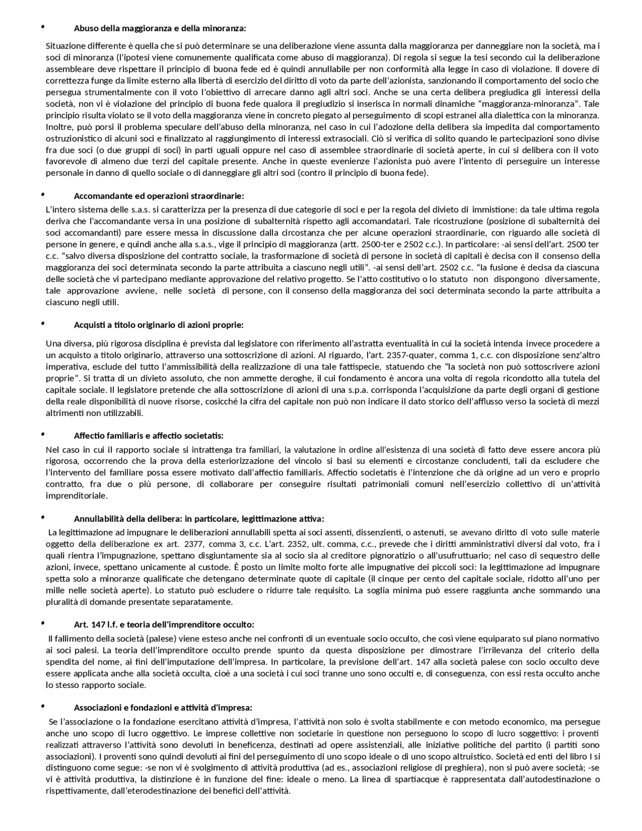 Domande esame aperte in ordine alfabetico | Panieri di Diritto Commerciale | Docsity