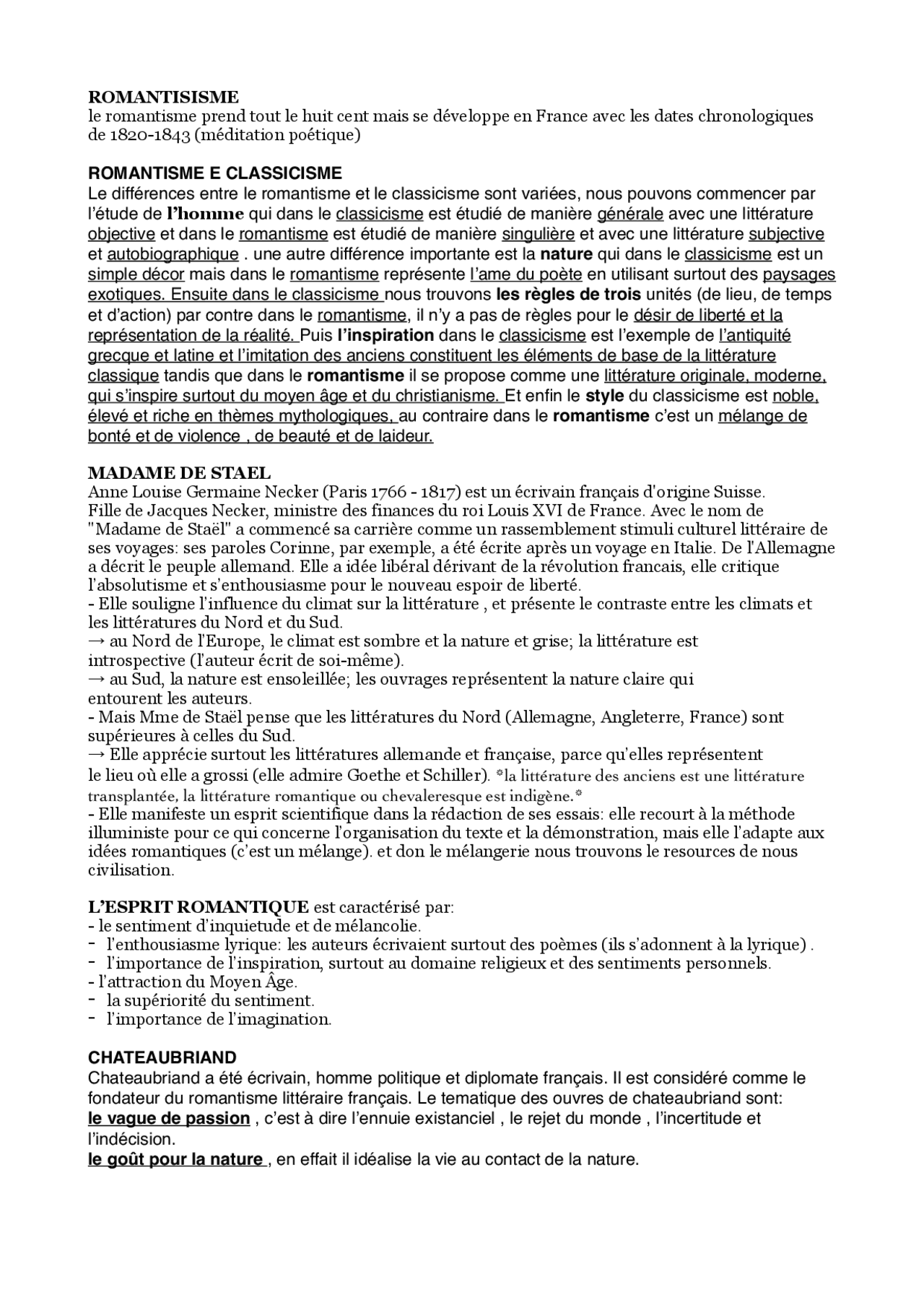Letteratura Francese Madame De Stael Appunti Di Francese Docsity