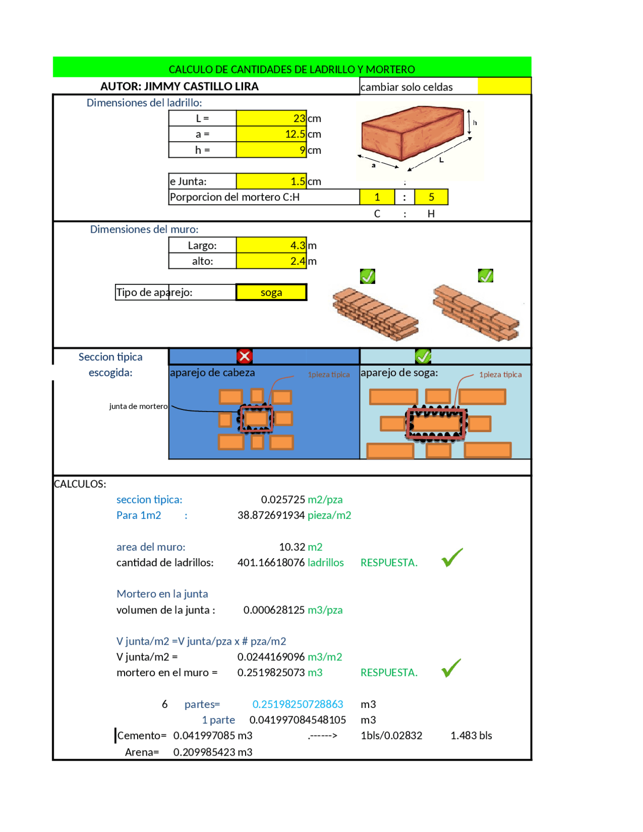 Metrados de ladrillos | Diapositivas de Arquitectura | Docsity