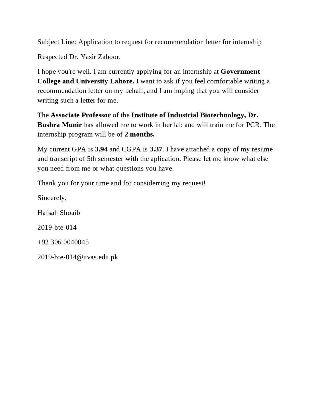 Invitation Letters to Various Faculty Members of different departments ...