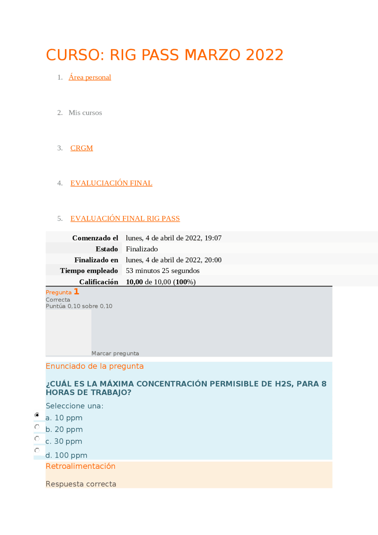 RIG PASS EJERCICIOS DE PRACTICA PARA REPASO | Resúmenes de Seguridad en ...