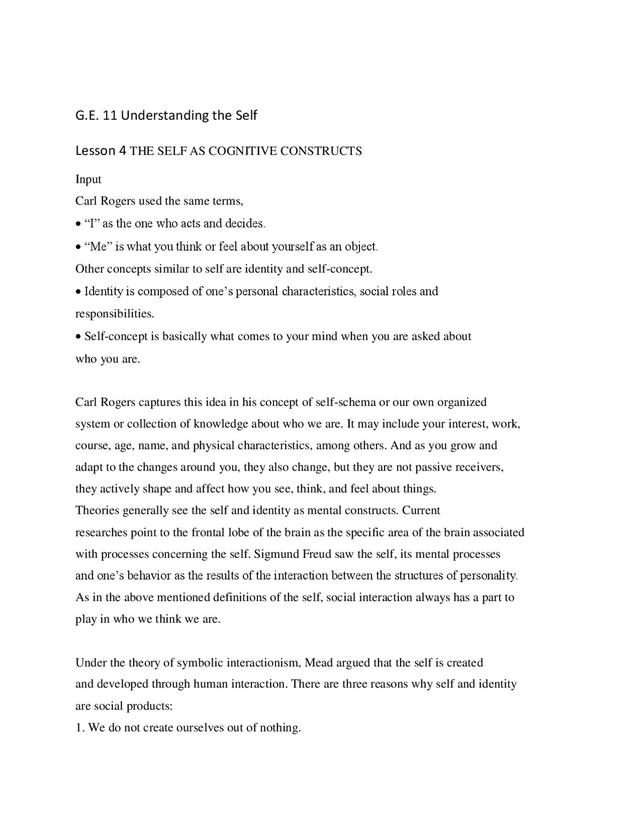 The Self as Cognitive Constructs: Understanding Identity, Self-Concept ...