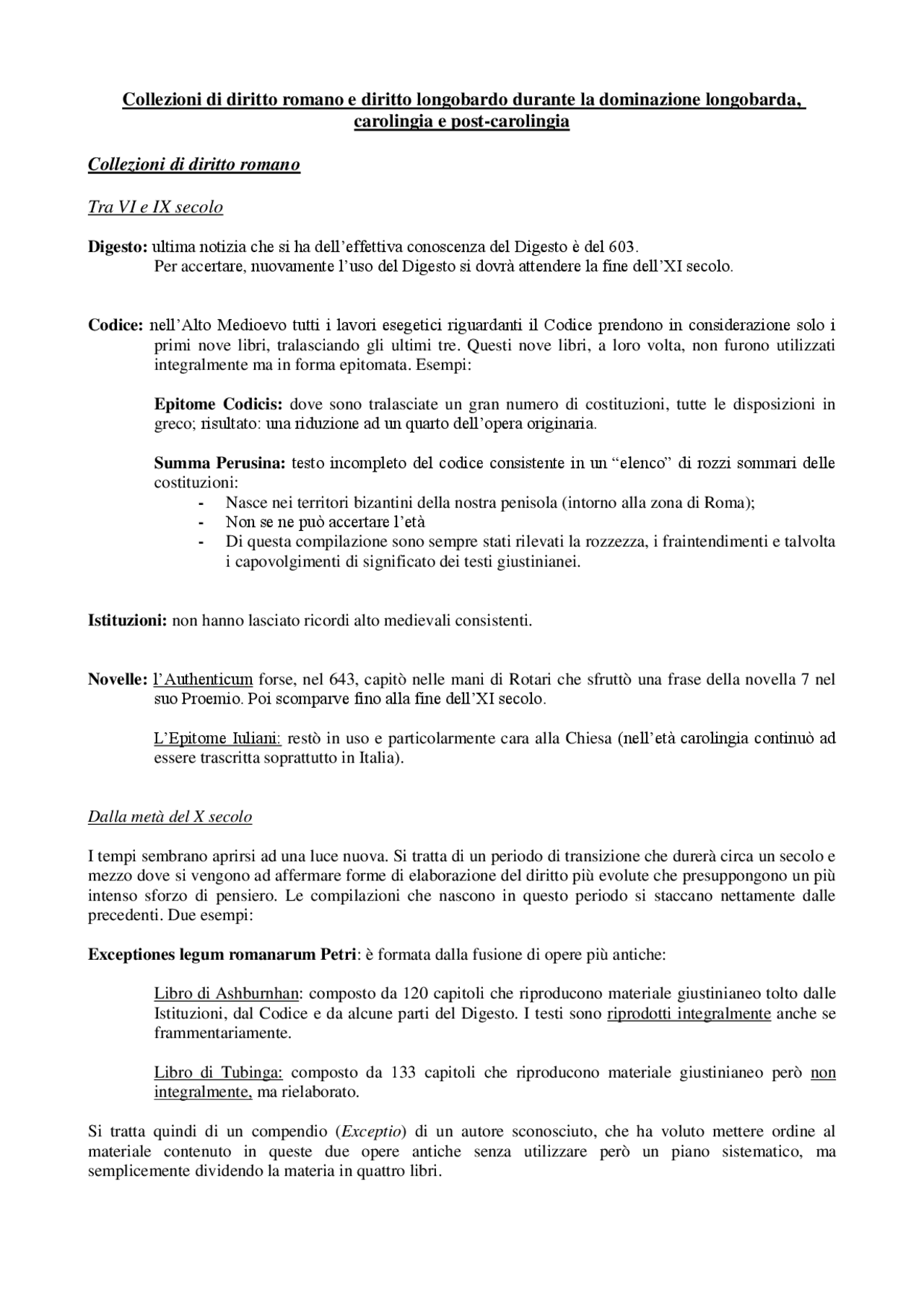 Appunti relativi alle collezioni di diritto romano e longobardo ...