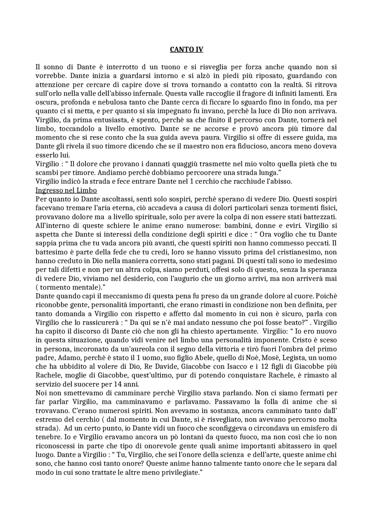 Canto iv inferno di dante | Schemi e mappe concettuali di Italiano ...