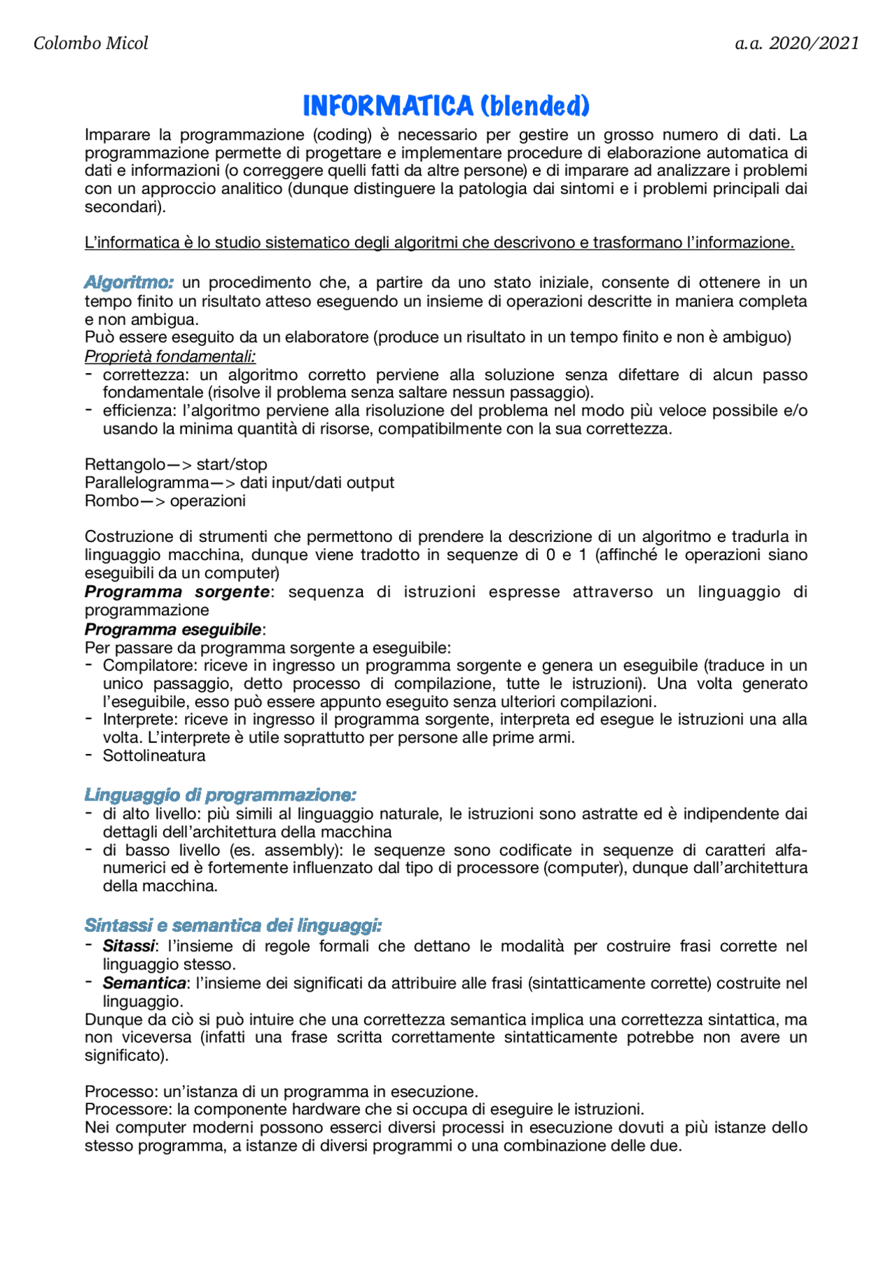 Informatica E Programmazione Python Dispense Di Fondamenti Di