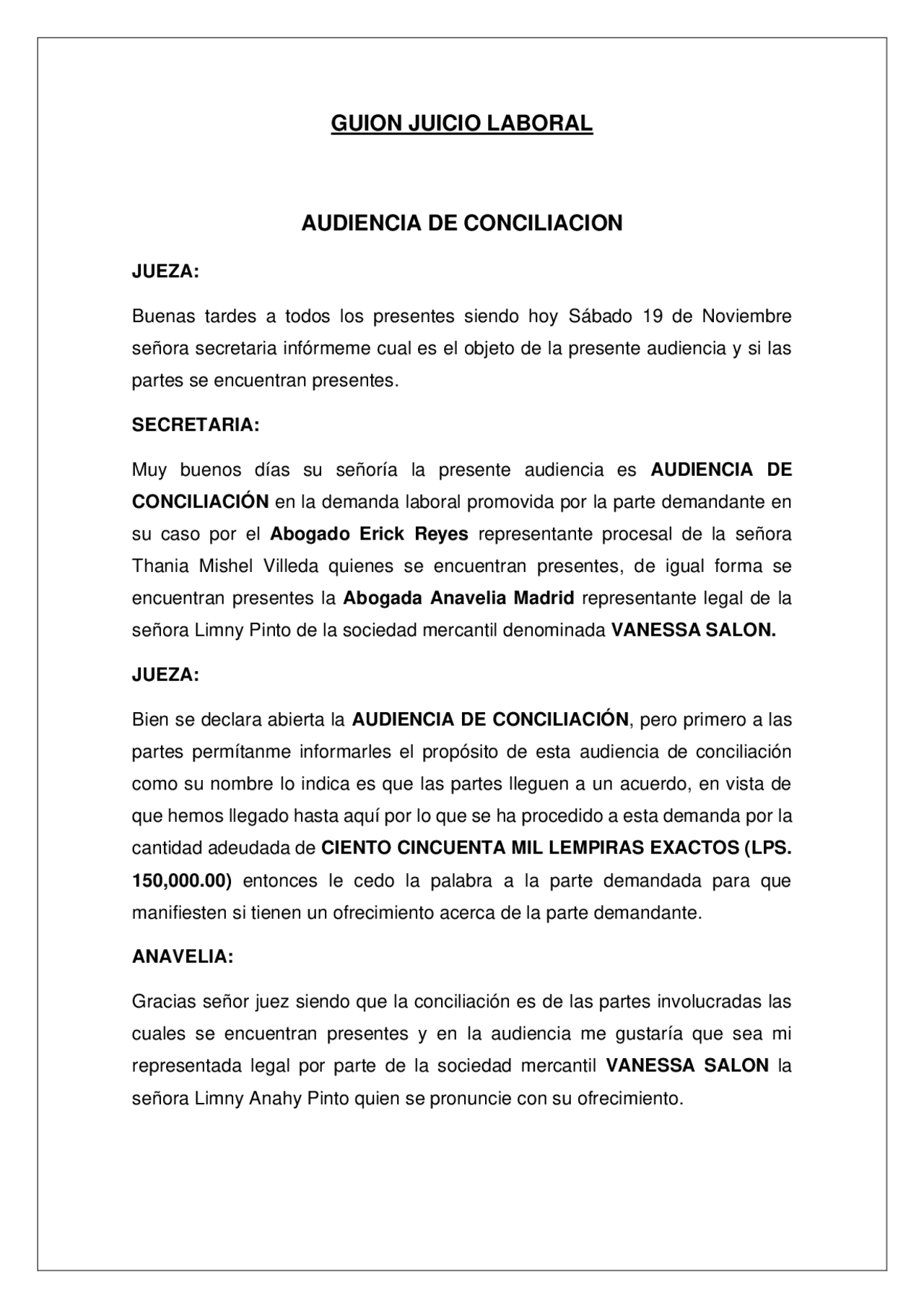 Guión de juicio en la clase procesal laboral | Esquemas y mapas conceptuales de Derecho Laboral ...