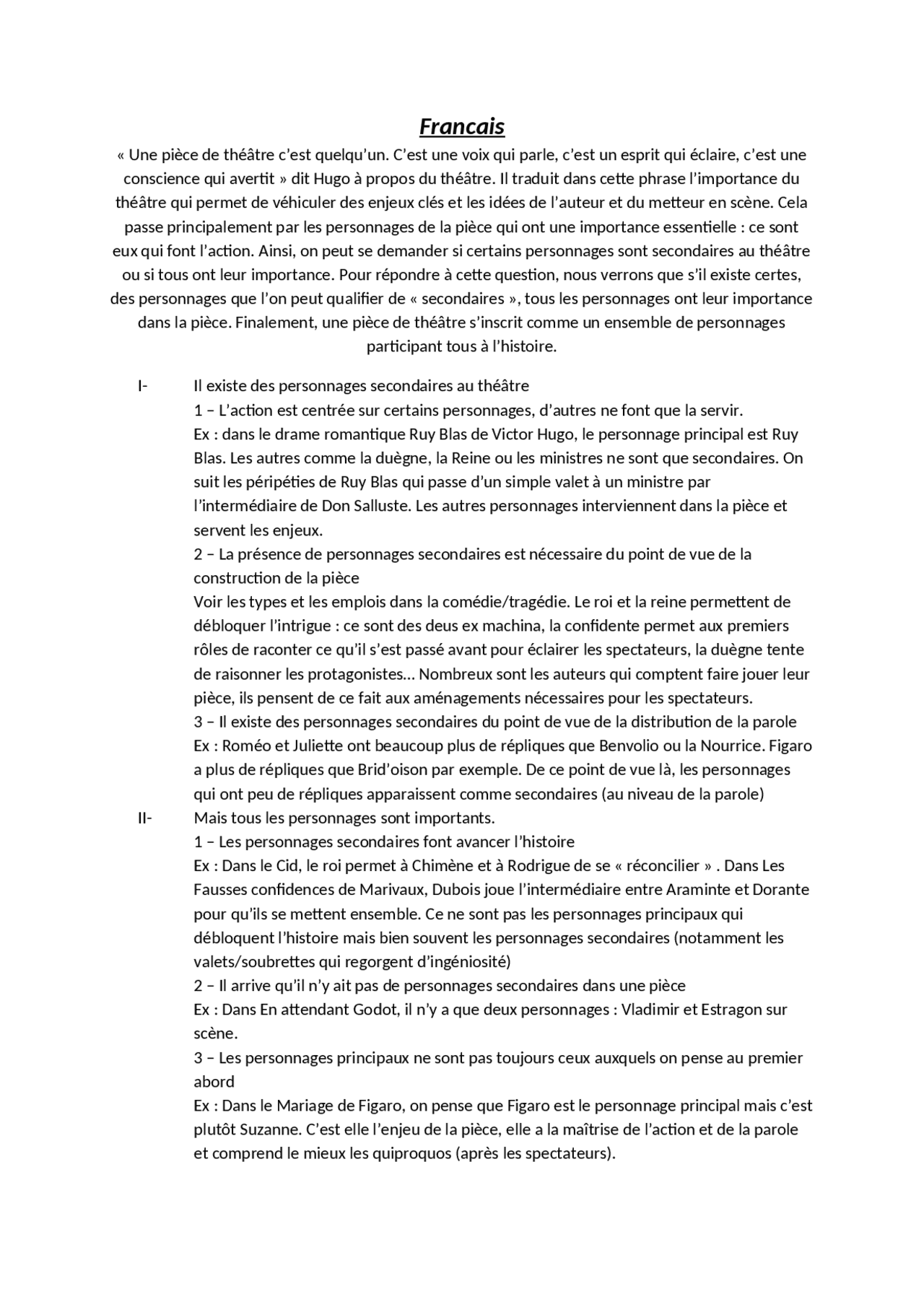 Dissertation De Francais Exercices Français Docsity