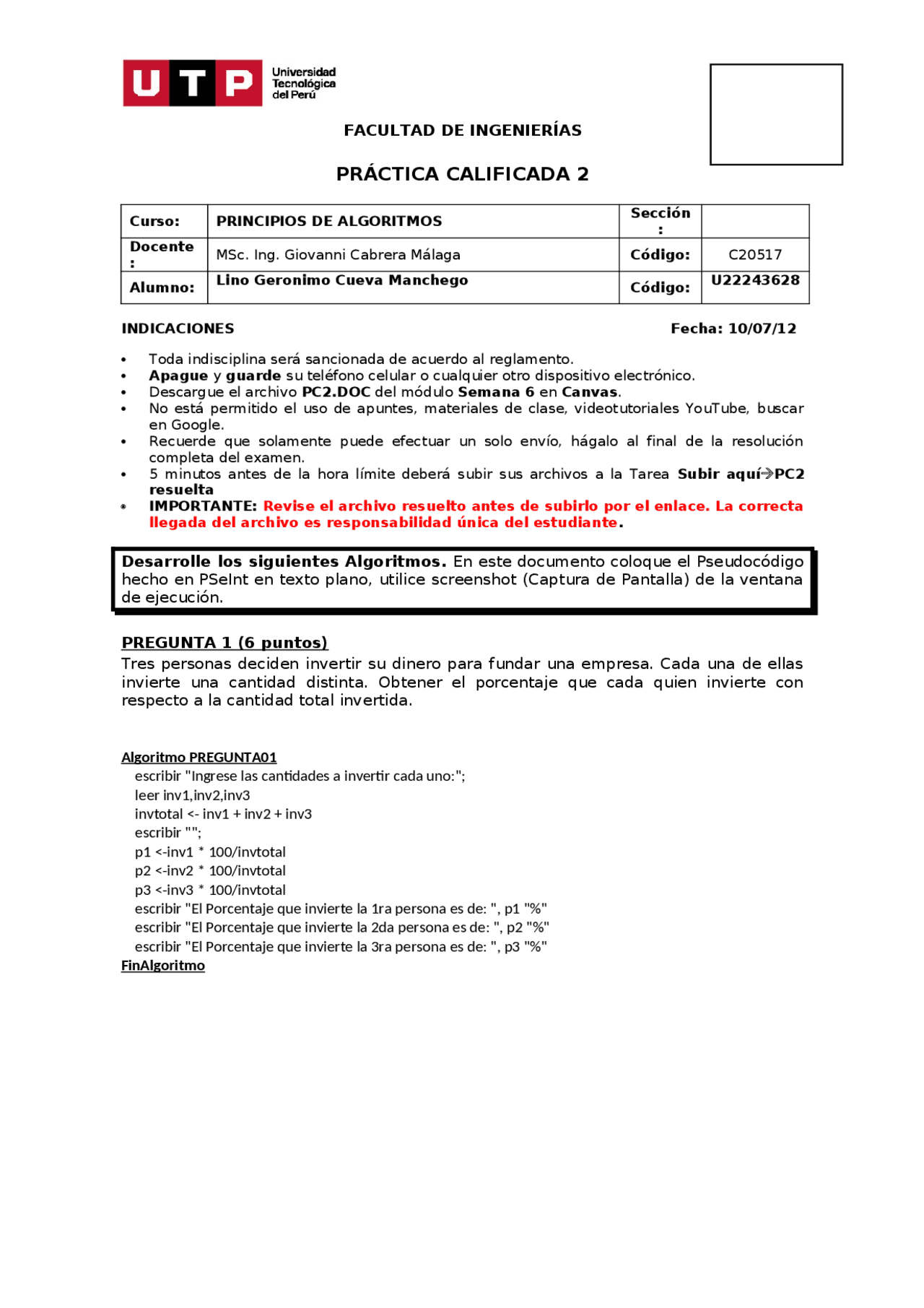 Curso De Algoritmos Para El Examen Exámenes De Algoritmos Y