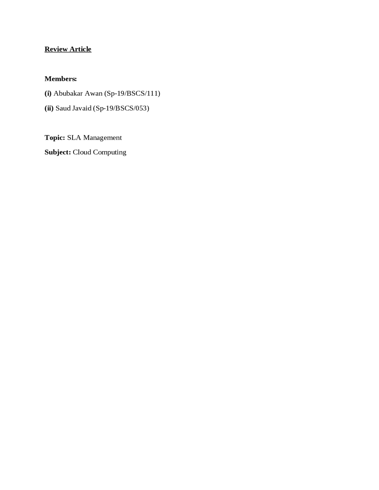 Sla Management In Cloud Computing High School Final Essays Computer