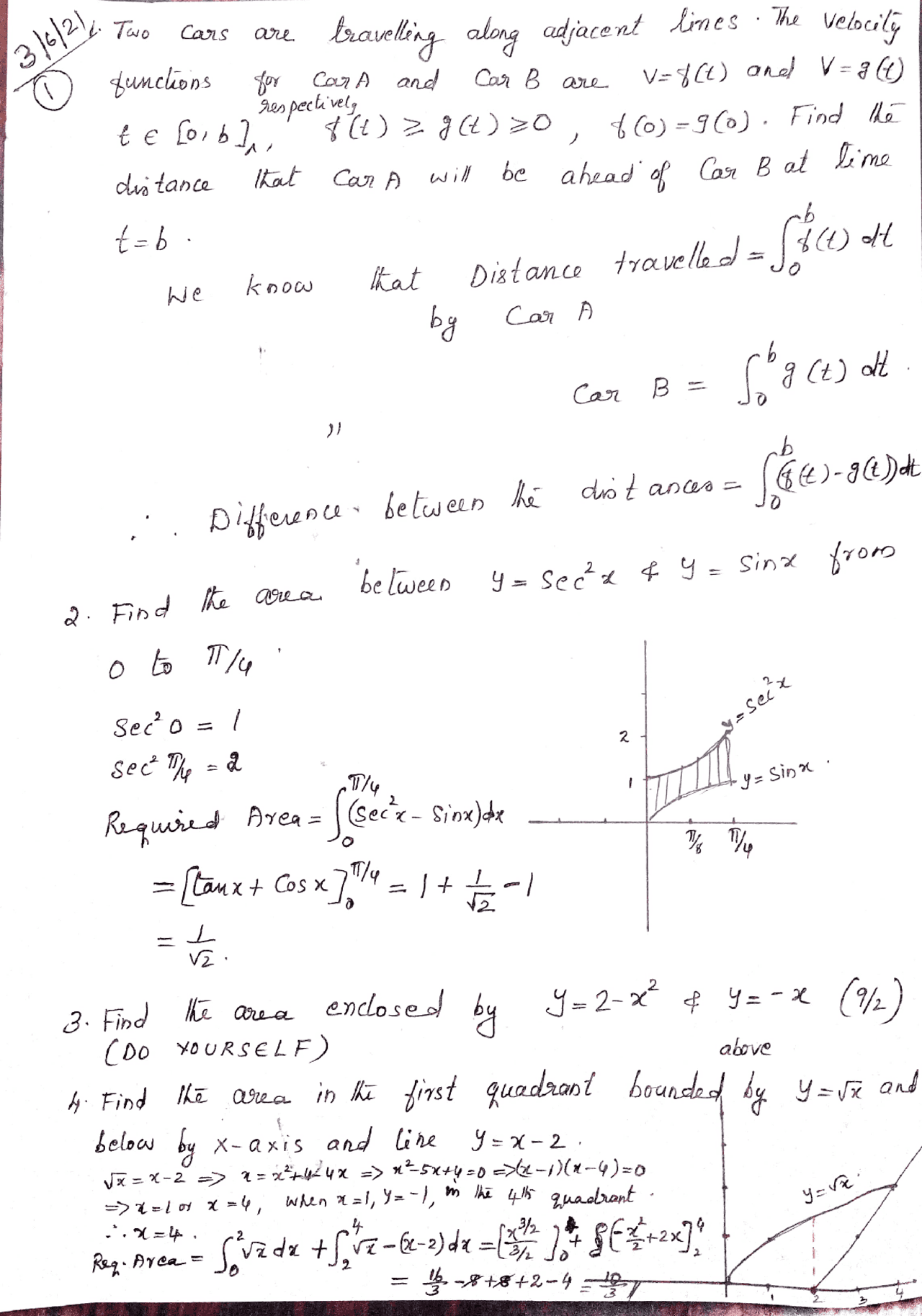 Area and volume (integration) | Study notes Mathematics | Docsity